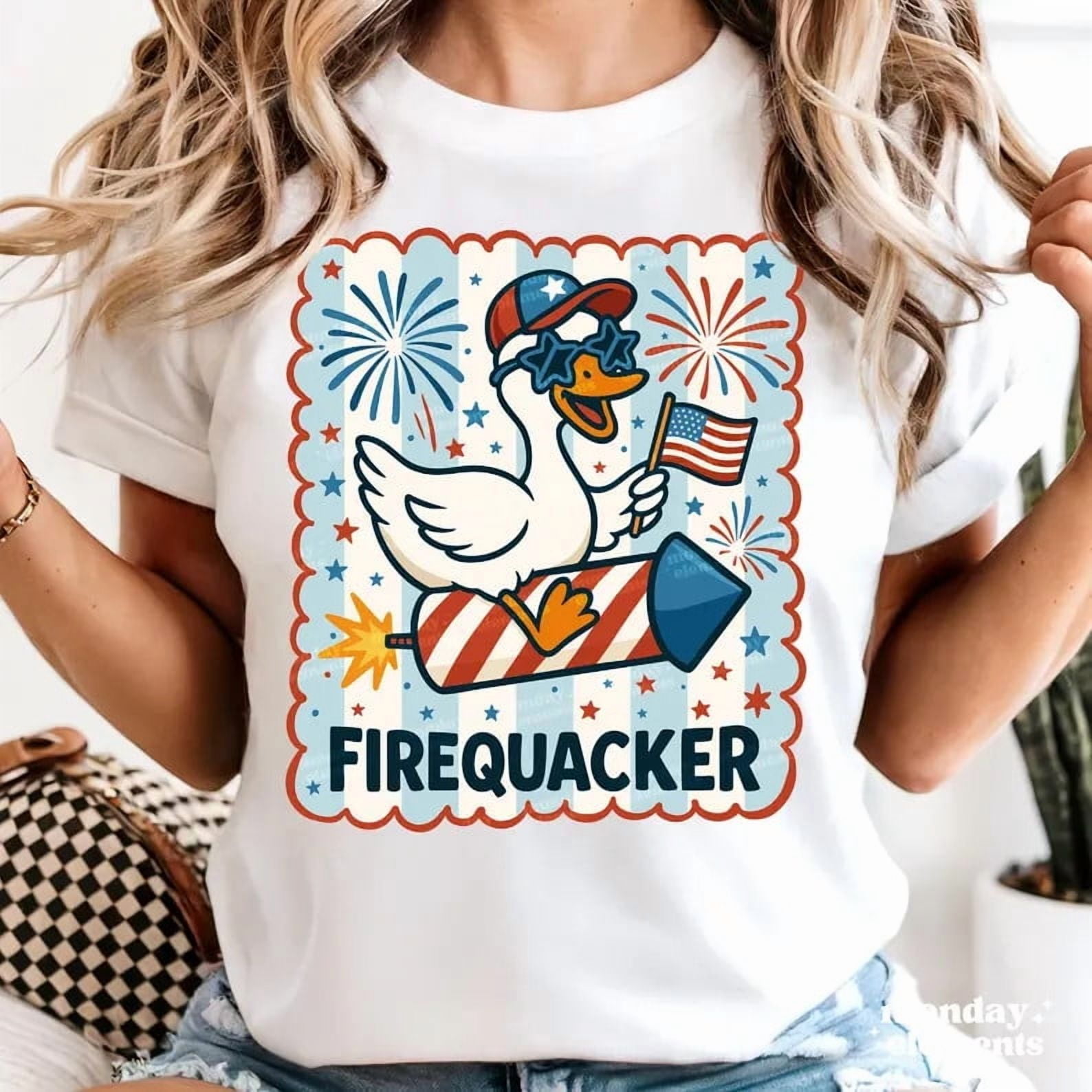 Sam Soft Goose 4th Of July, Firequacker 4th Of July T-shirt - White ...