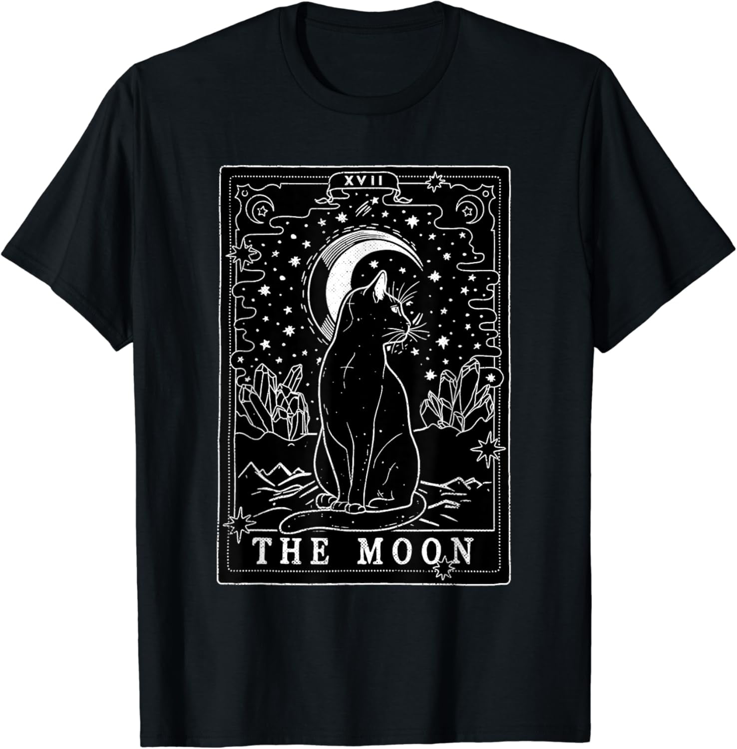 Sam Soft Graphic Cat Lovers Moon Tarot Card | Cat Tarot Card The Moon T-Shirt - Walmart.com
