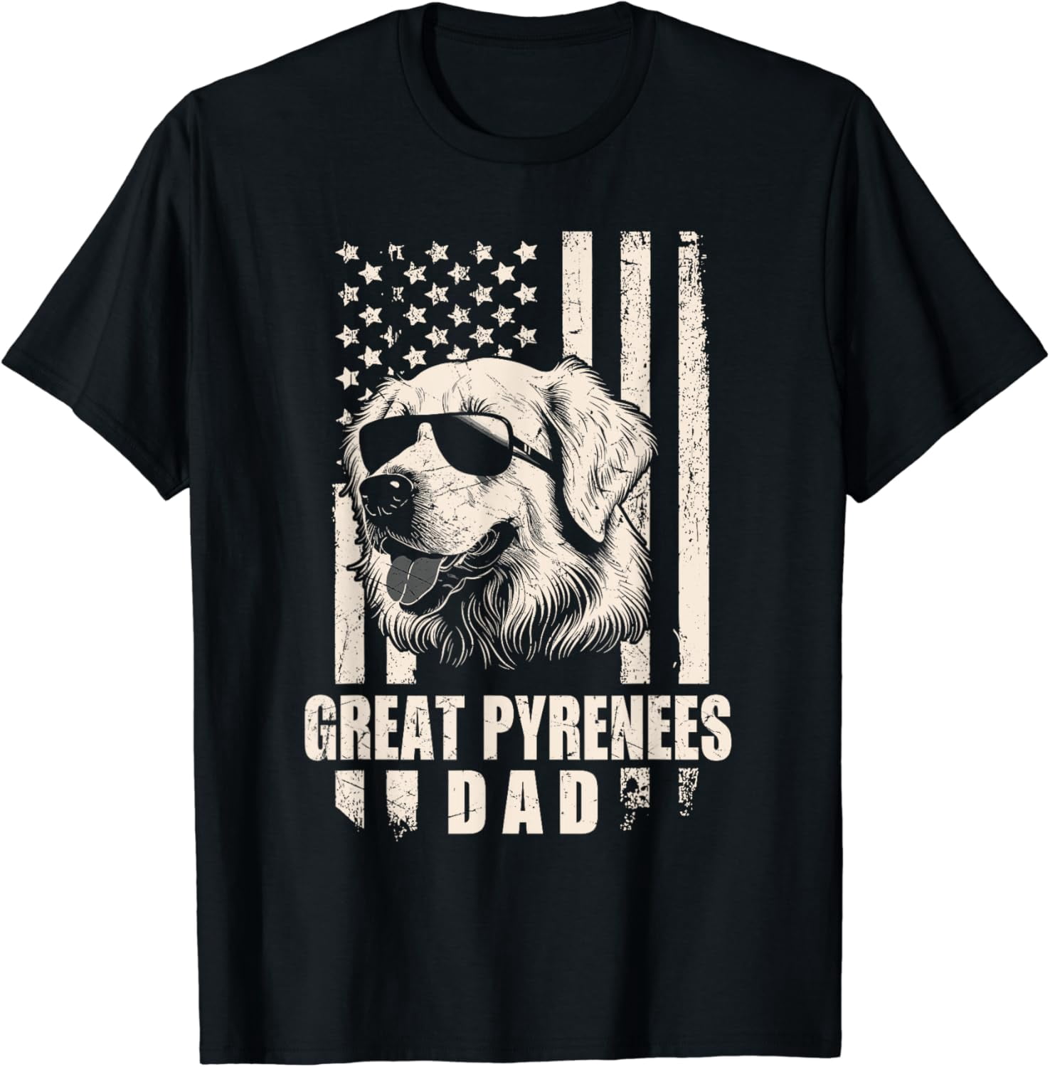 Sam Soft Great Pyrenees Dog Dad American Flag Gifts for Father Men T ...