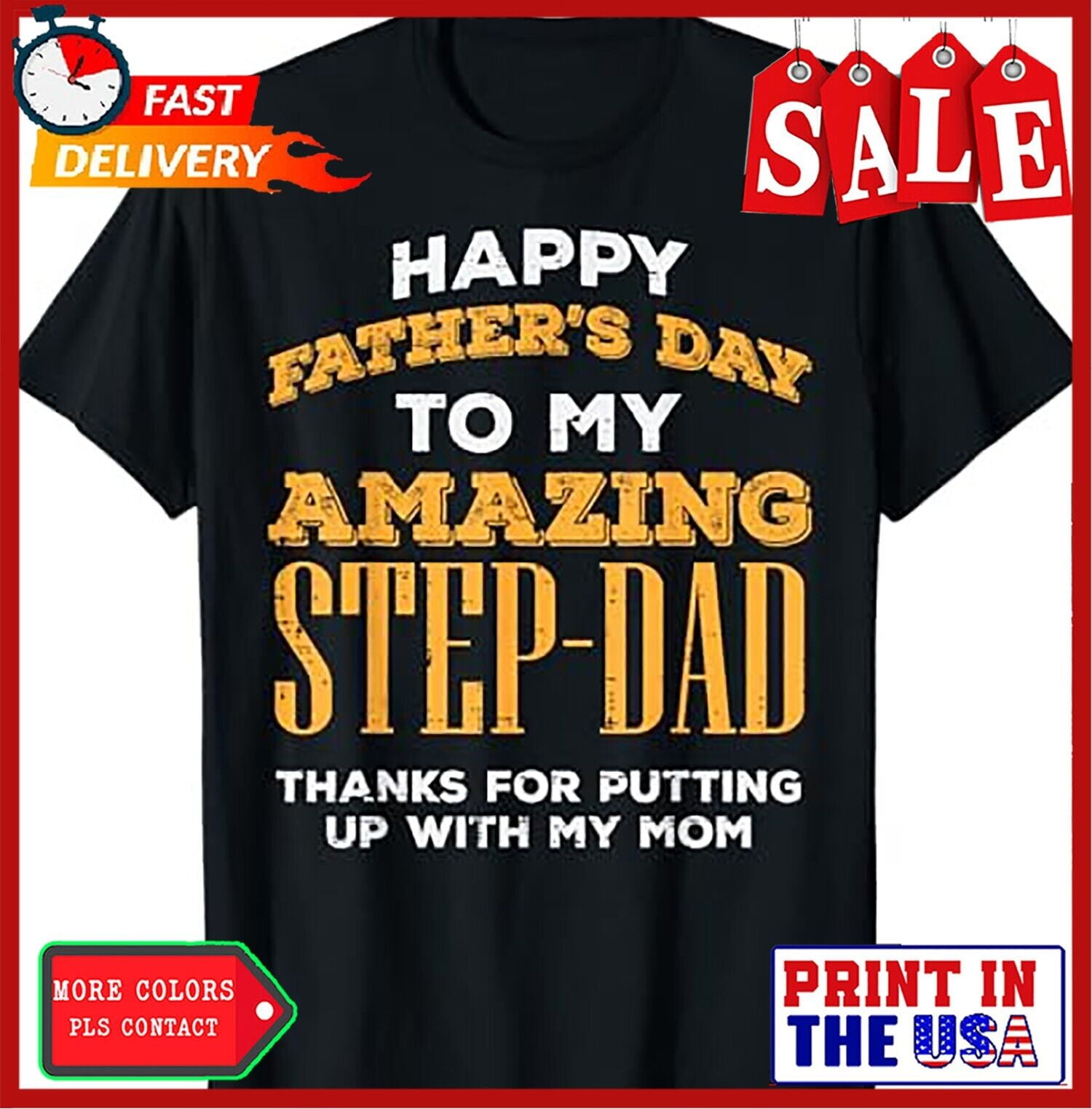Sam Soft Happy Fathers Day Amazing Step Dad Thanks Stepdad Bonus Dad T ...