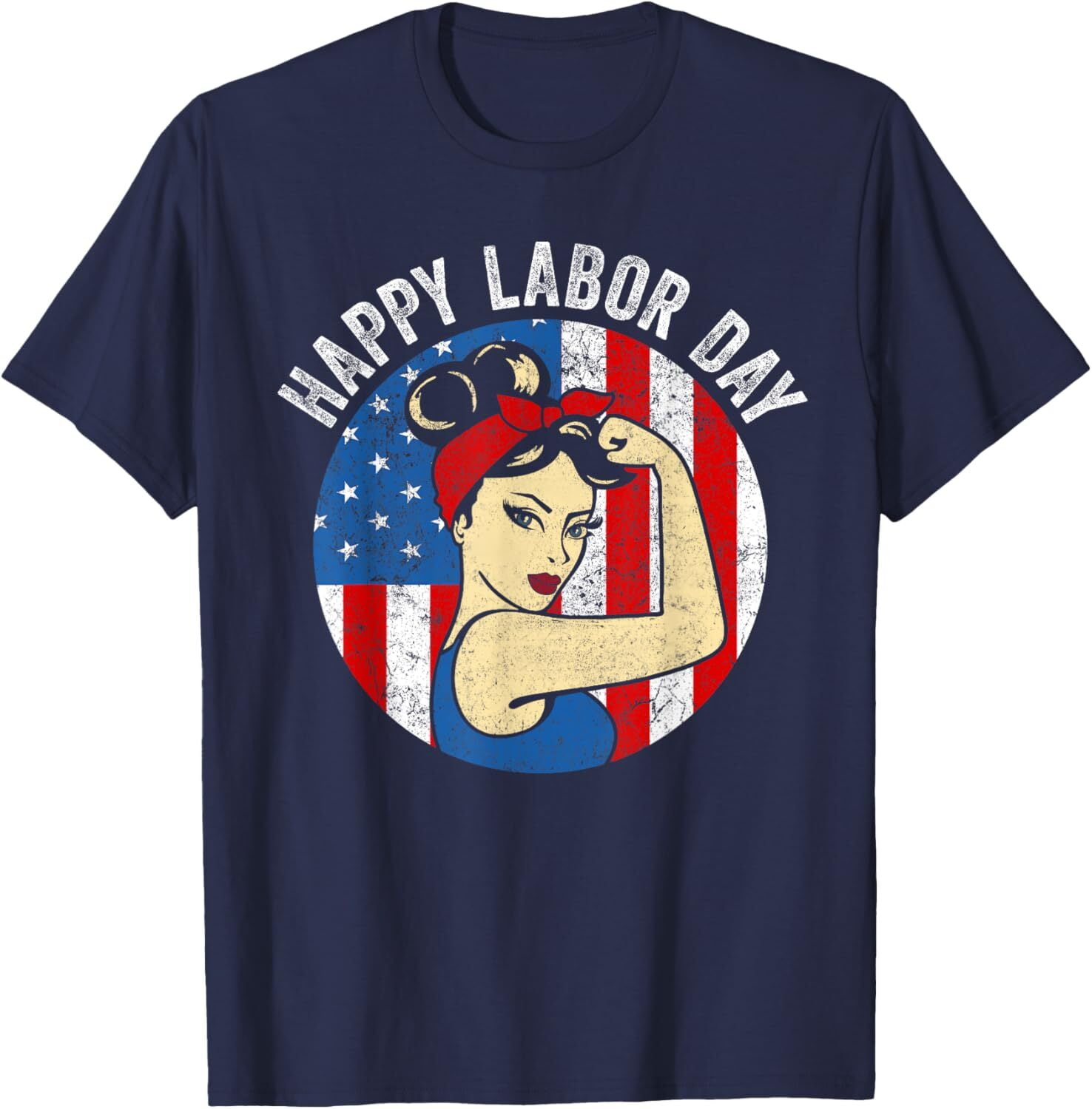 Sam Soft Happy Labor Day American Messy Bun Women Vintage Usa Flag T ...