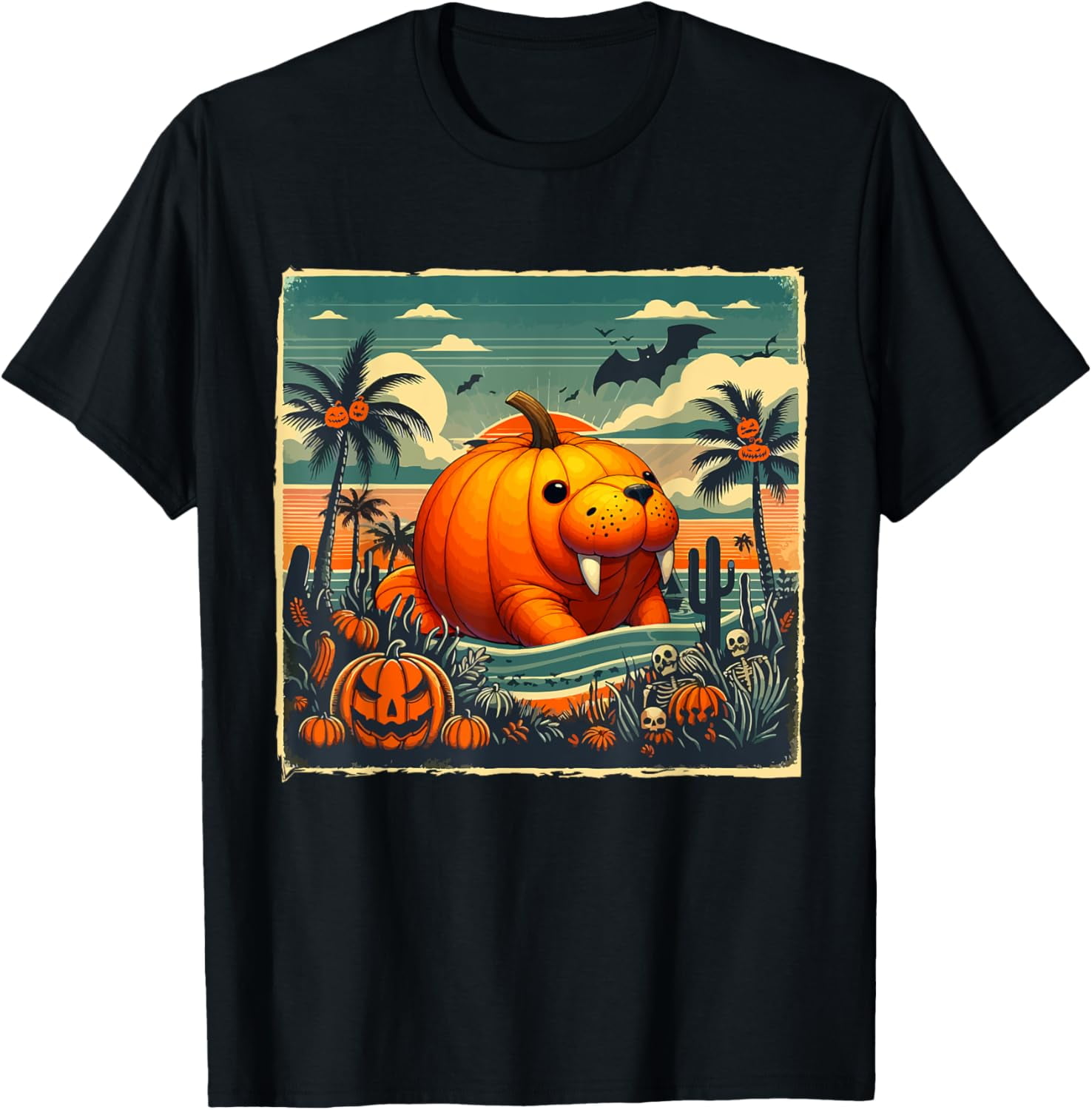 Sam Soft Horror Carved Pumpkin As Manatee Costume Beach T-Shirt ...