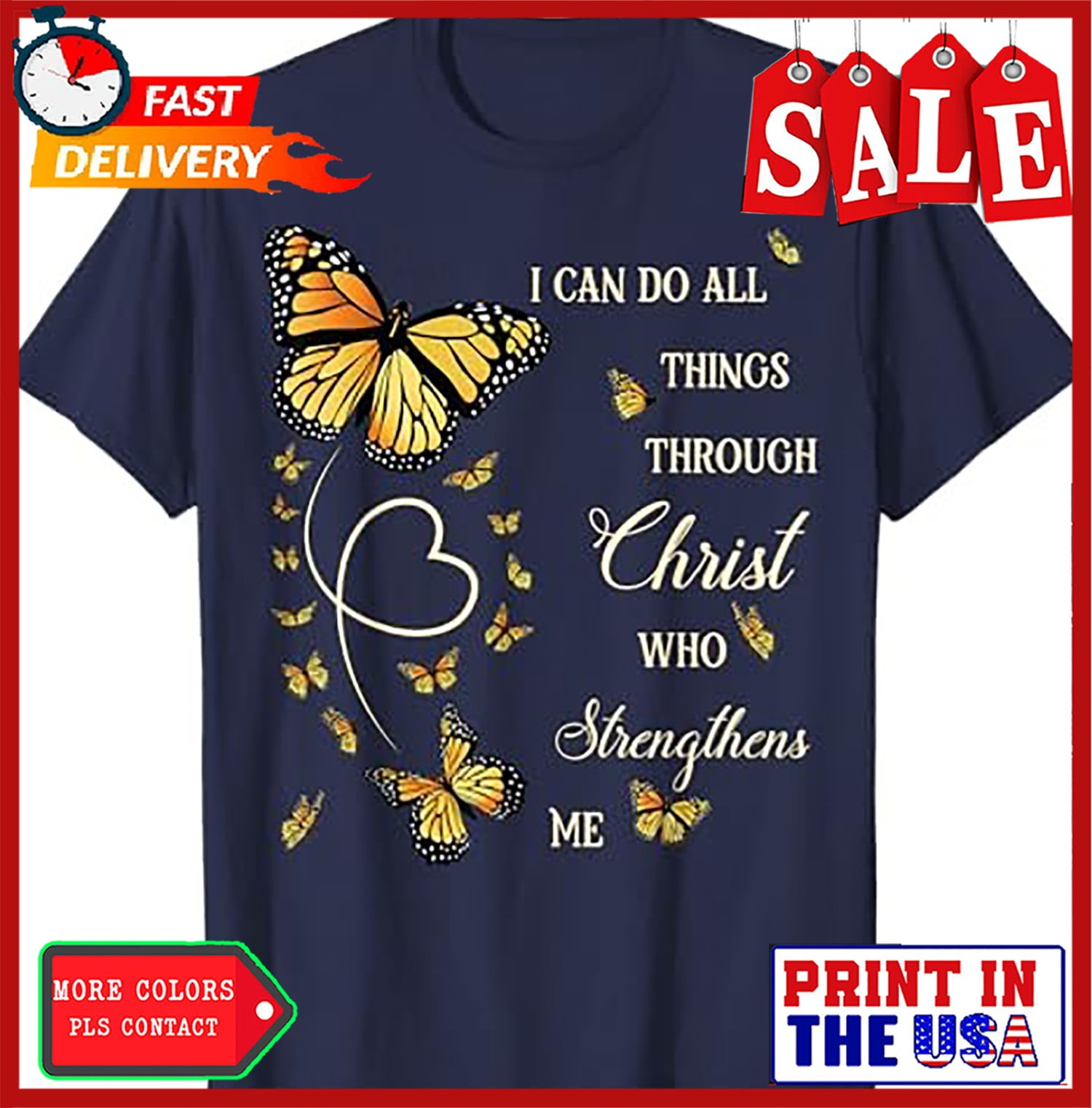 Sam Soft I Can Do All Things Through Christ Monarch Butterfly Faith T ...