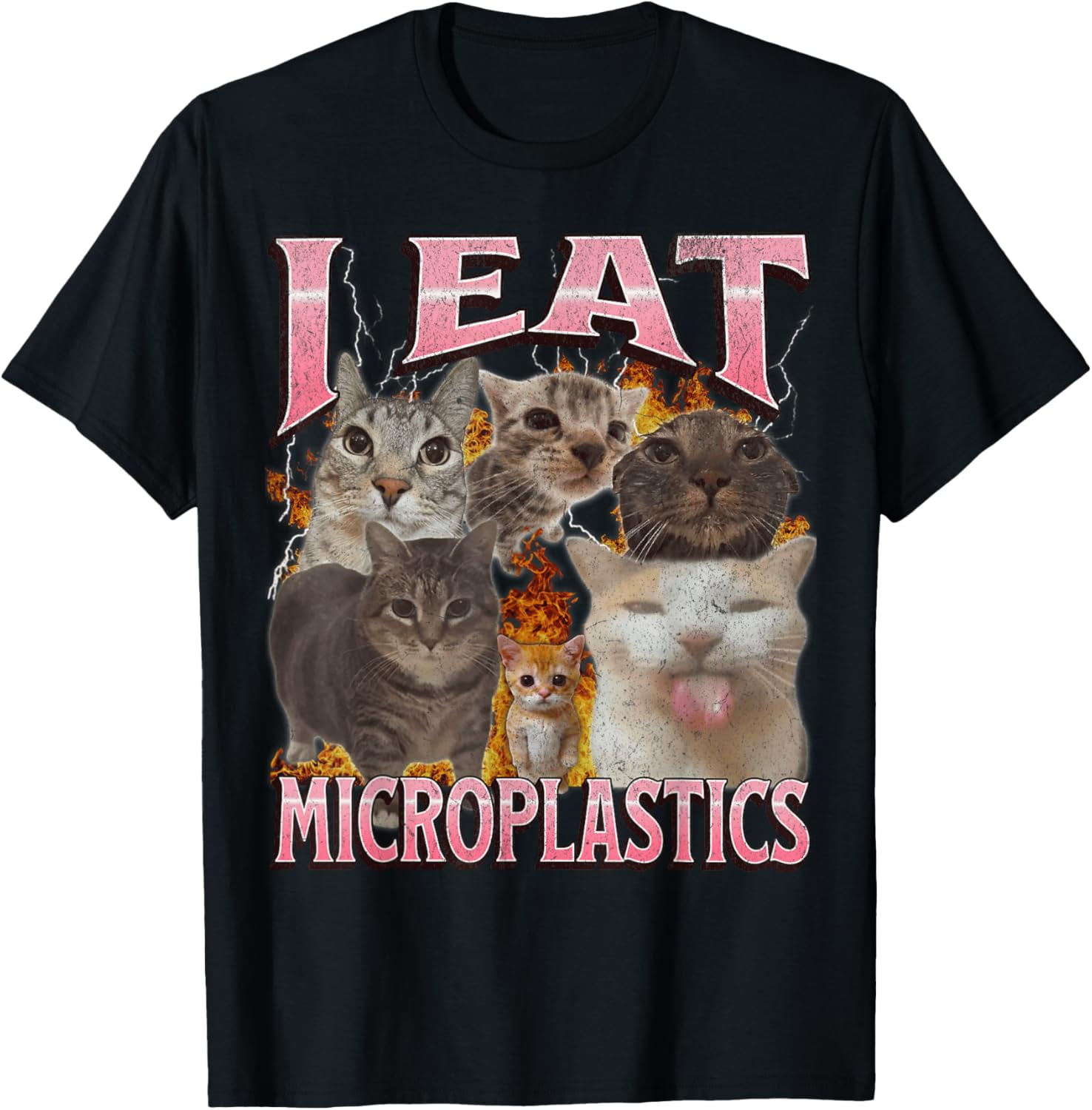 Sam Soft I Eat Microplastics Funny Cat Bootleg Graphic T-Shirt ...