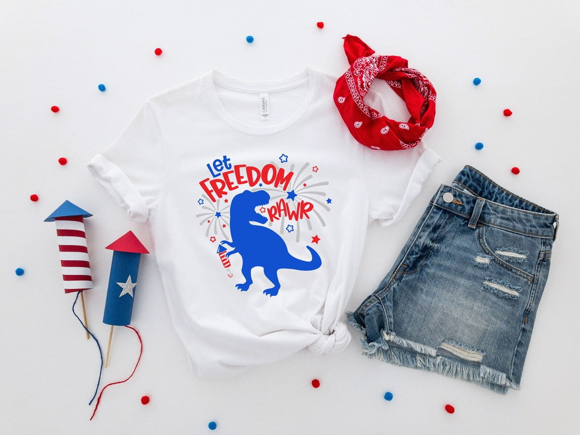 Sam Soft Let Freedom Rawr Shirt, Dinosaur Shirt, Saurus Rex Shirt, 4th ...