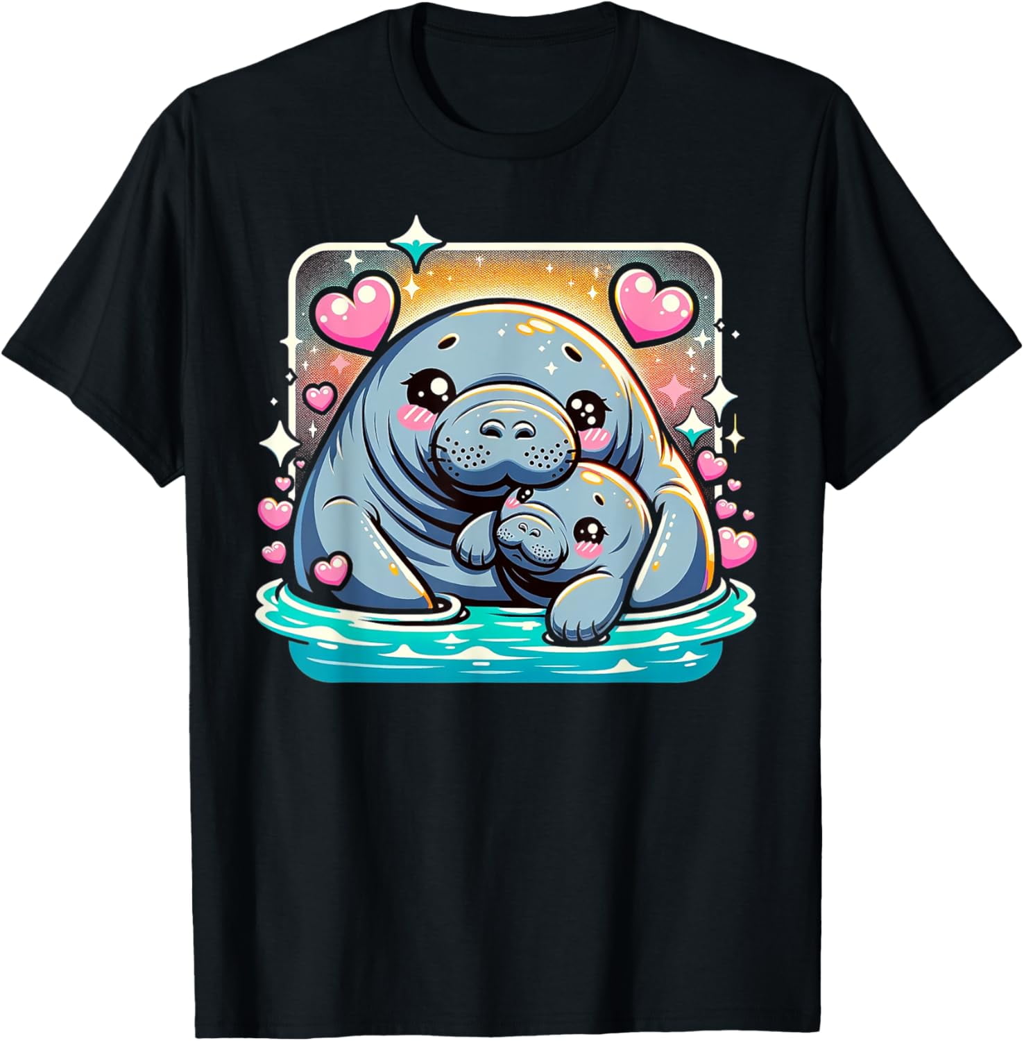 Sam Soft Manatee Love Baby And Mom Sirenian Manatees Hearts T-Shirt ...