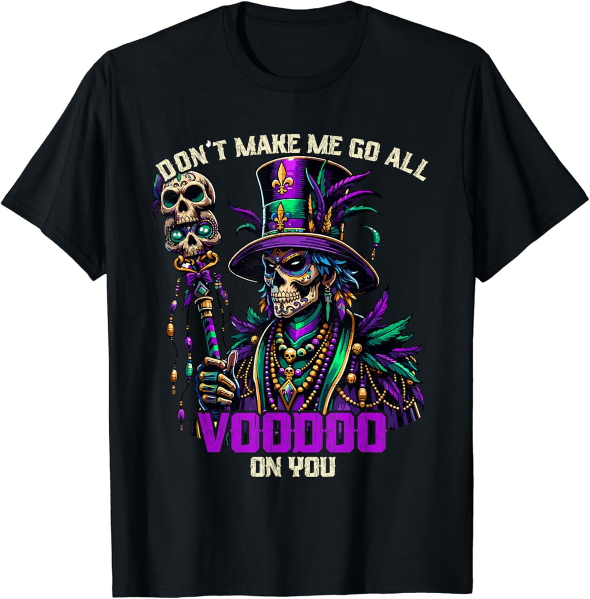 Sam Soft Mardi Gras Priest Top Hat New Orleans Witch Doctor Voodoo T-Shirt - Walmart.com