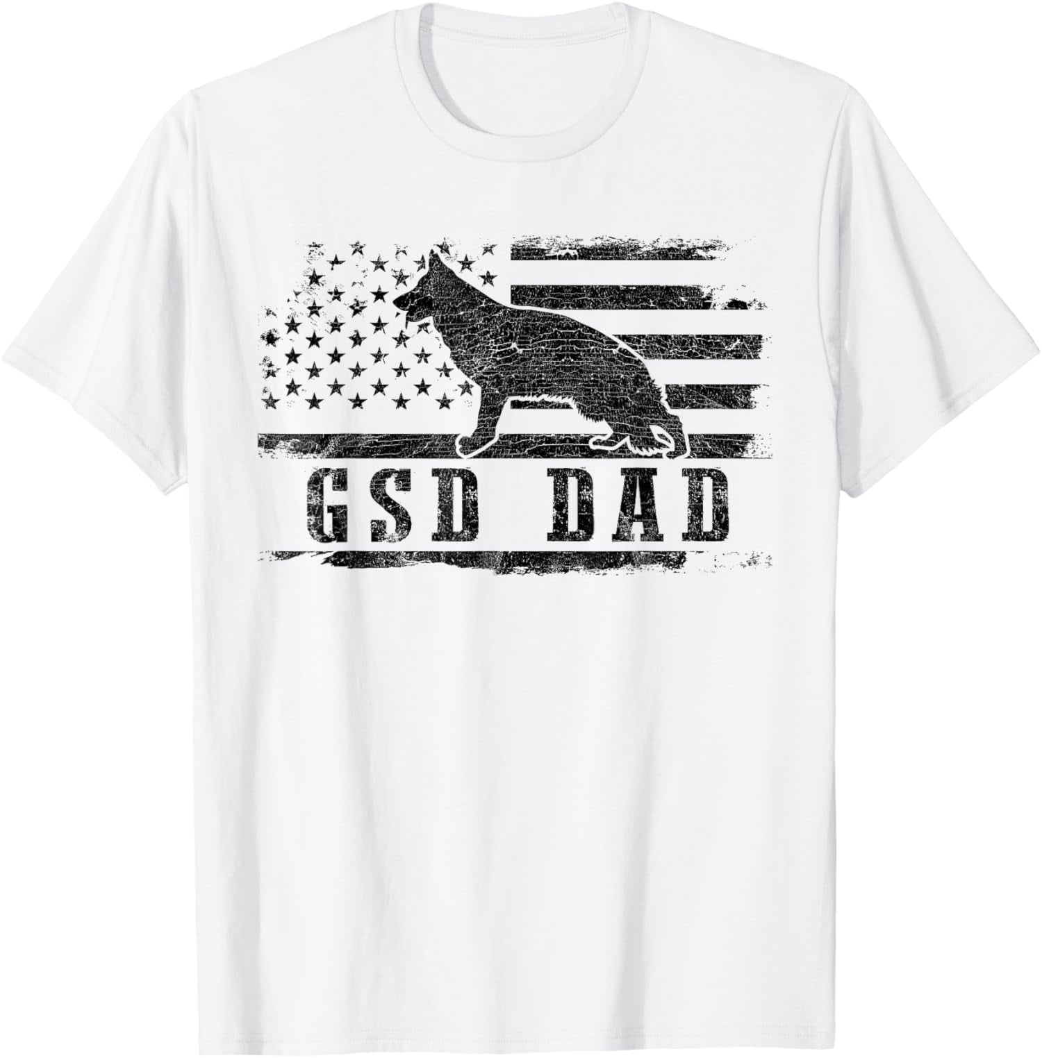 Sam Soft Mens GSD Dad Distressed American Flag German Shepherd Dog T ...