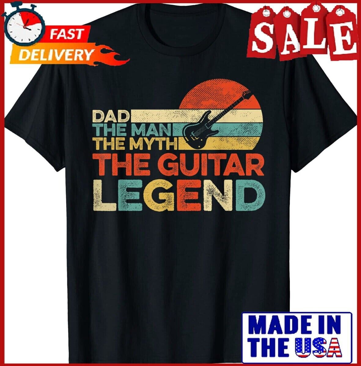 Sam Soft Mens Vintage Fathers Day Tee Dad Guitar Players Music ...
