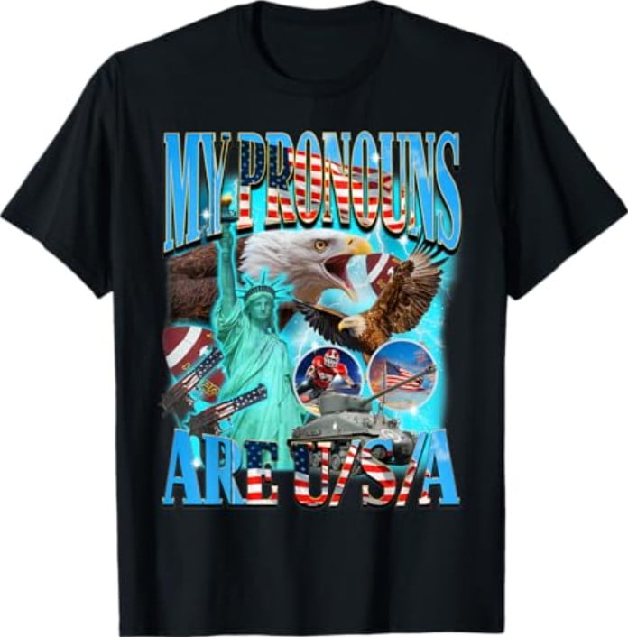 Sam Soft My Pronouns Are USA American Signature Patriotic 4th of July T ...