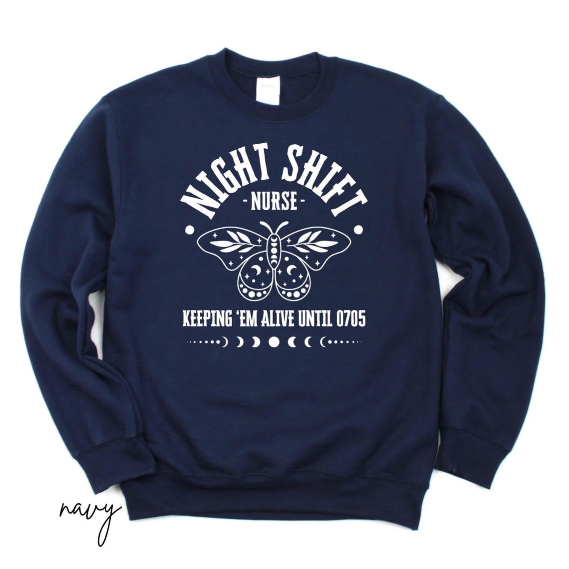 Sam Soft Night Shift Butterfly Nurse Sweatshirt Nocturnal Rn Shirt ...
