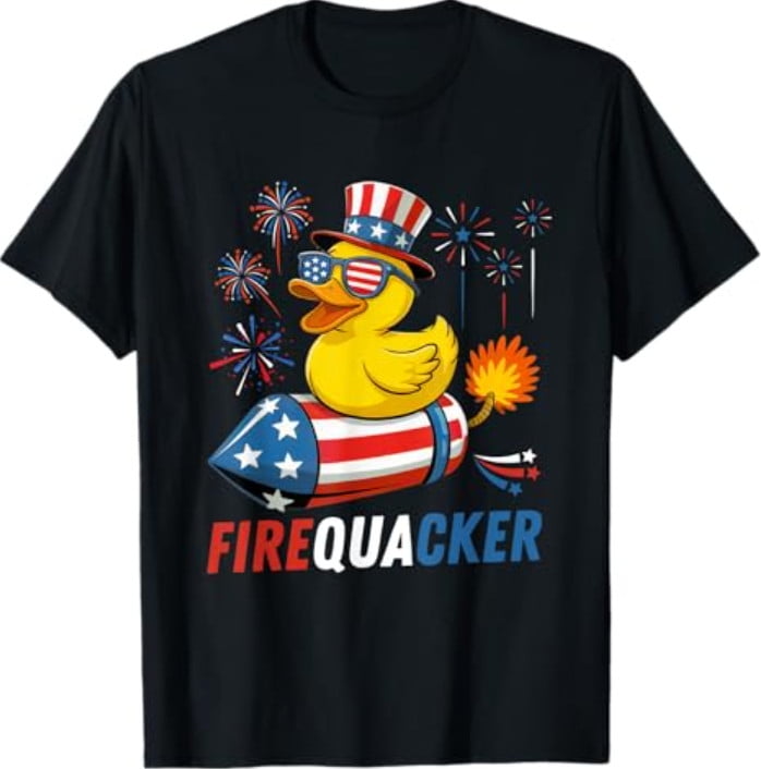 Sam Soft Patriotic Rubber Duck Firequacker USA Flag 4th of July T-Shirt ...