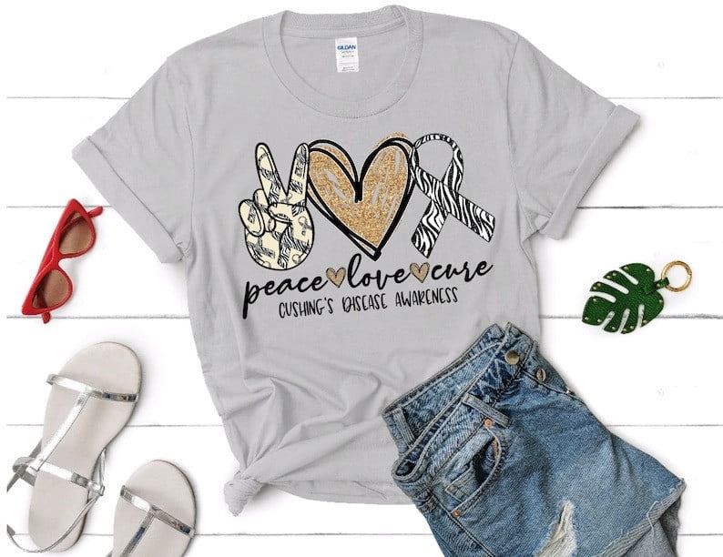 Sam Soft Peace Love Cure Cushing'S Disease Awareness Shirt, Cushing'S ...