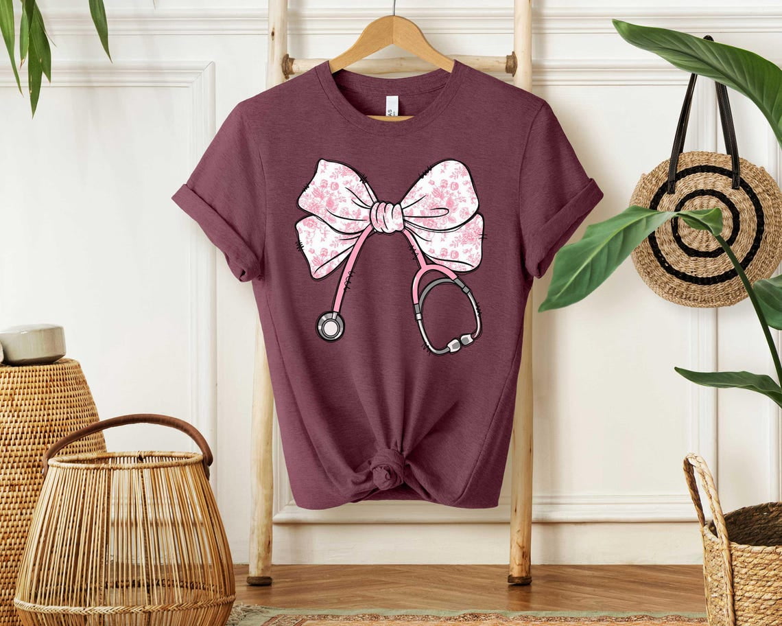 Sam Soft Pink Nurse Coquette Shirt, Coquette Bow T-Shirt, Coquette ...
