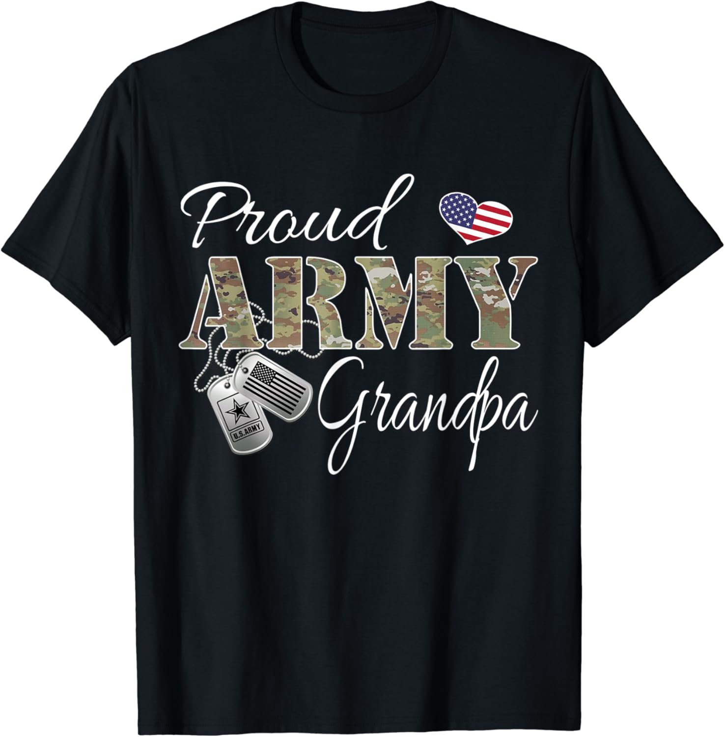 Sam Soft Proud Army Grandpa with Army Dog Tag US Flag T-Shirt - Walmart.com