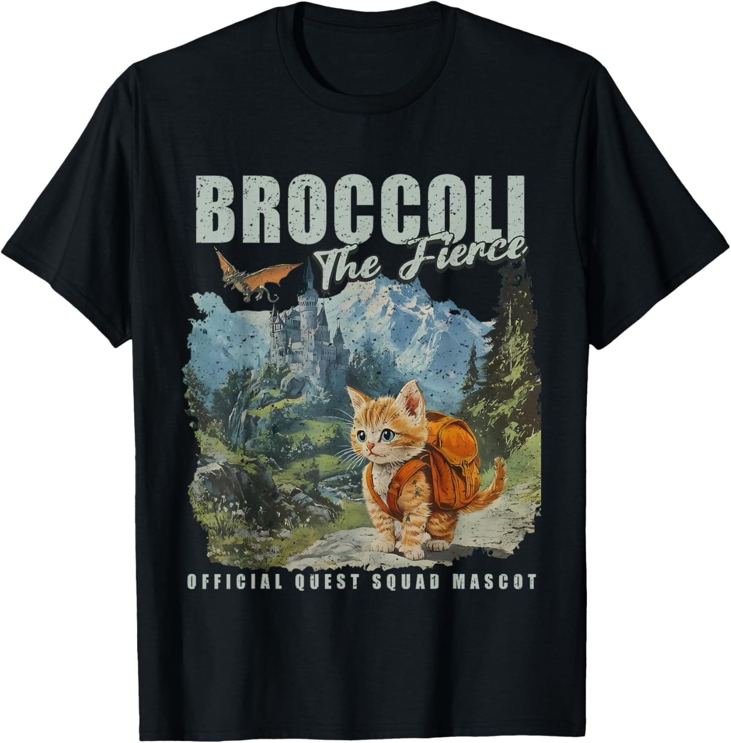 Sam Soft Quest Fantasy Squad Broccoli Funny Cat T-Shirt - Walmart.com