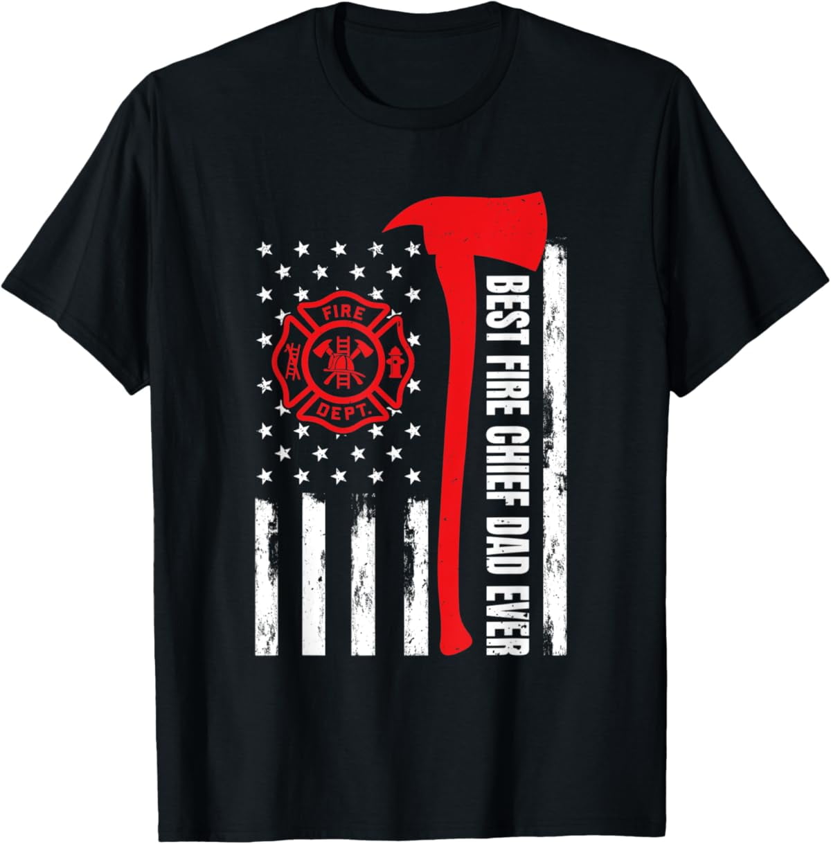 Sam Soft Red Line American Flag Dad Fireman Fire Chief Firefighter T ...