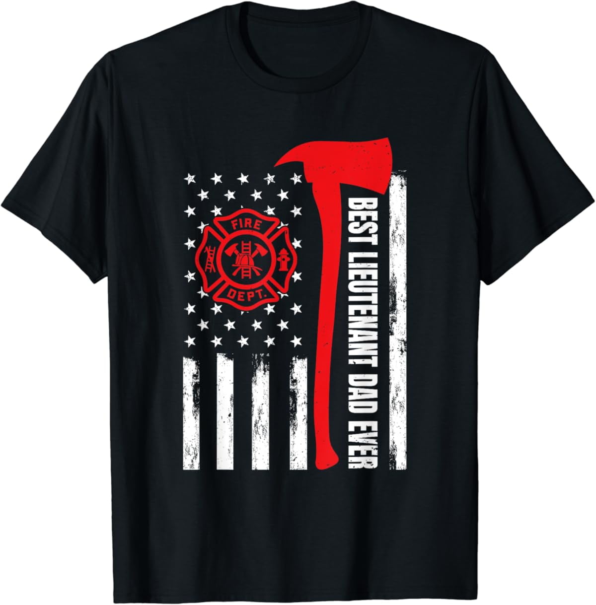 Sam Soft Red Line American Flag Dad Fireman Lieutenant Firefighter T ...