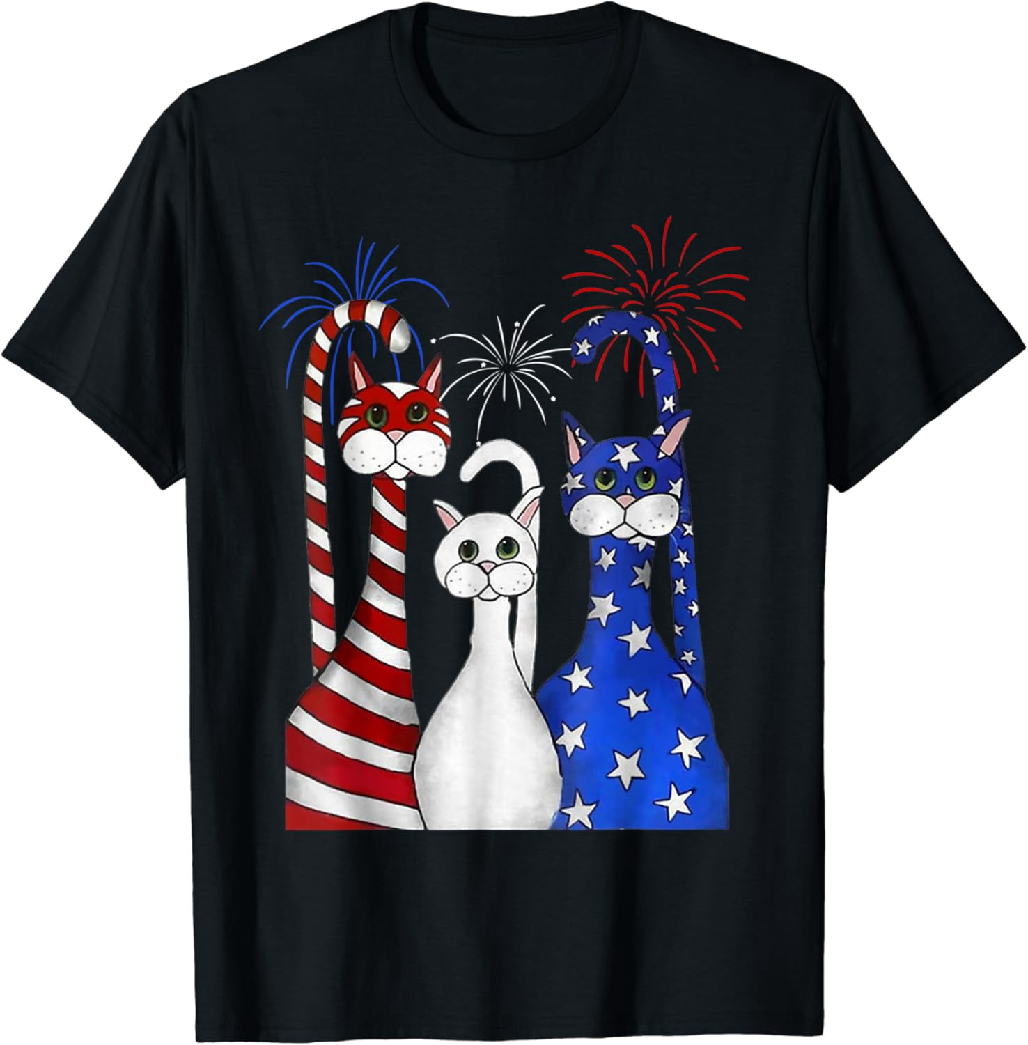 Sam Soft Red White Blue Cats USA Flag Firework 4th Of July Shirt T ...