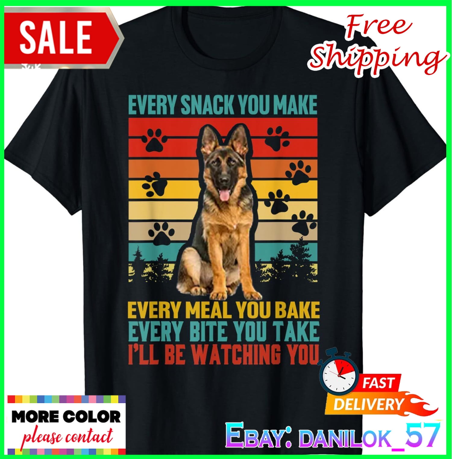 Sam Soft Retro German Shepherd Dog Activities Matching Dog Love Unisex ...
