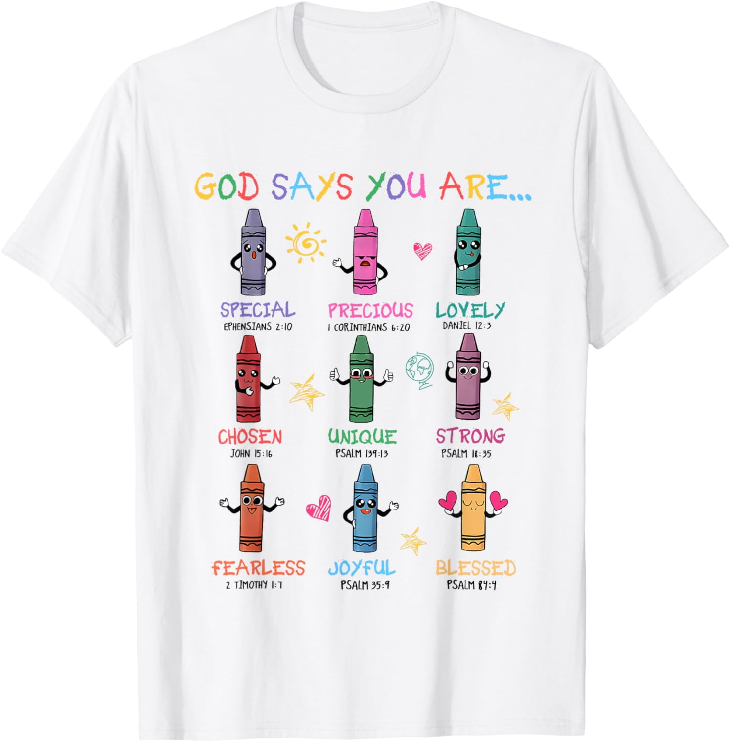 Sam Soft Retro God Says You Are Colorful Crayon Christian Bible Verse T ...