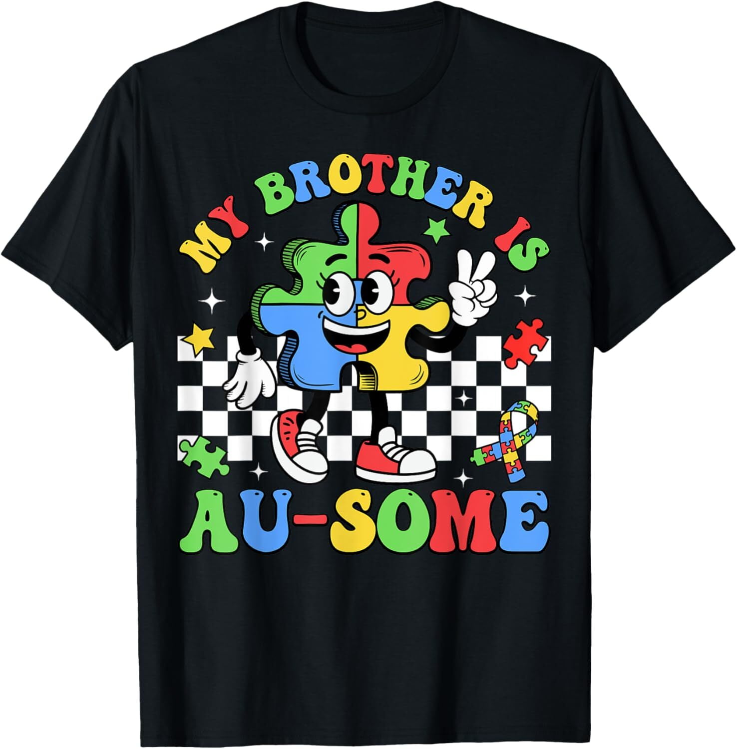 Sam Soft Retro My Brother Is Awesome Autism Awareness Sister Autistic T ...