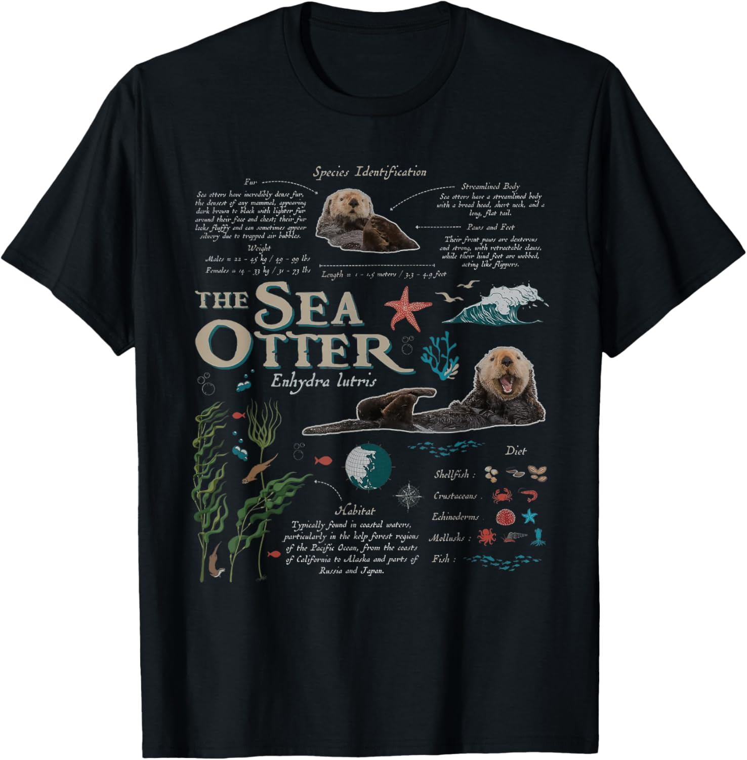 Sam Soft Retro Sea Otter Funny Animal Biology Lover T-Shirt - Walmart.com