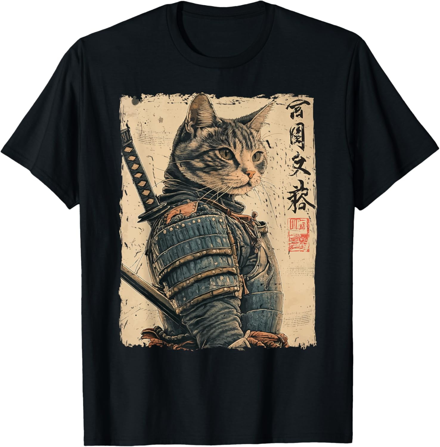 Sam Soft Samurai Cat Warrior Japanese Ukiyo-e Artwork Cat Samurai T ...