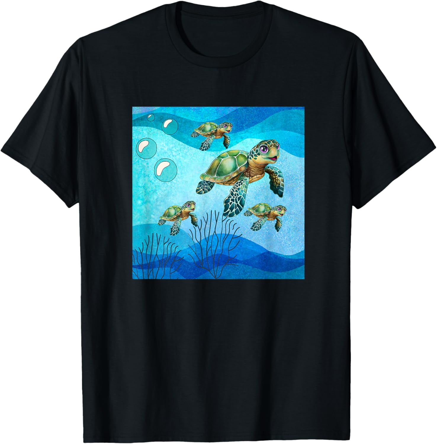 Sam Soft Sea Turtle Family Beach Graphic Funny Animal Print T-Shirt ...