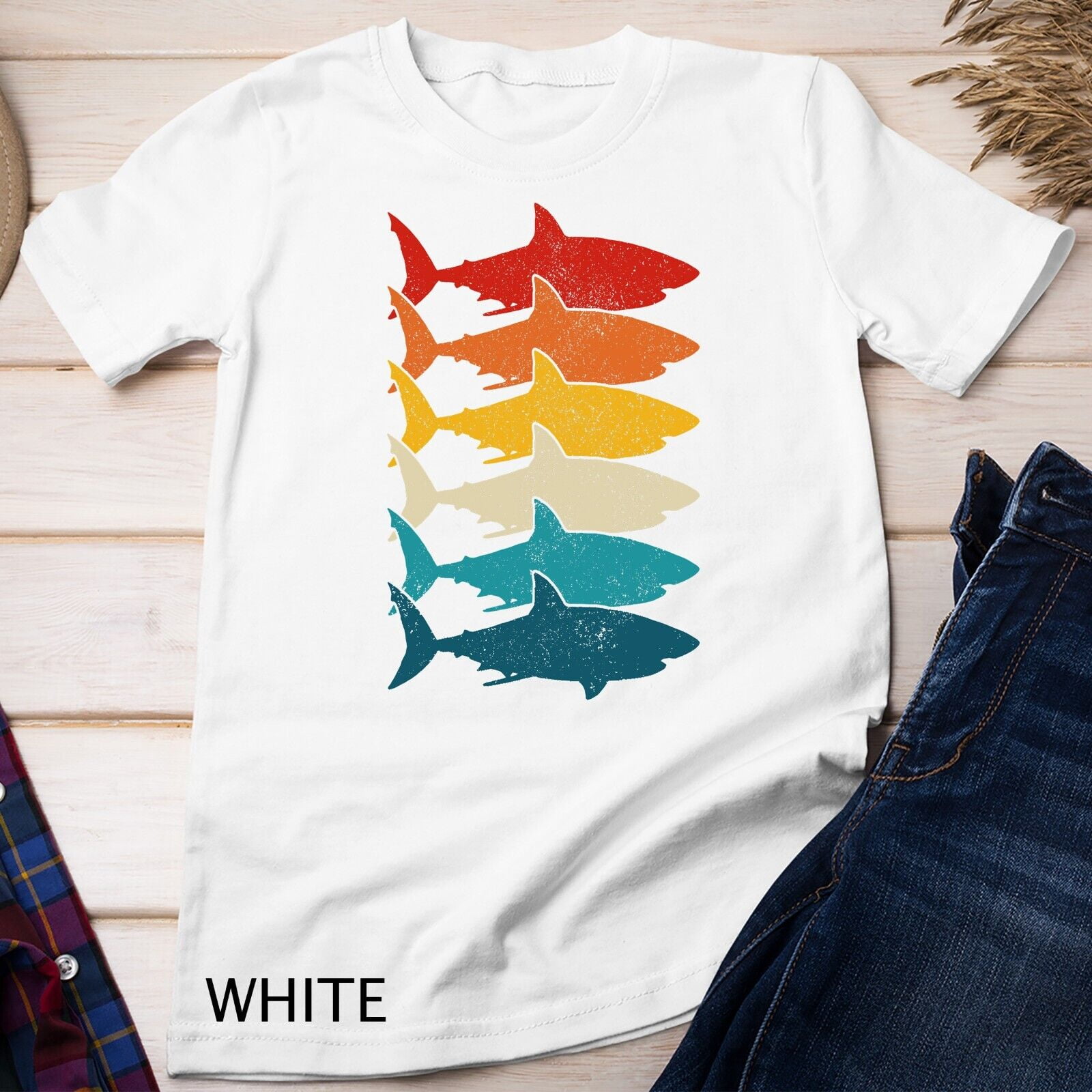 Sam Soft Shark Vintage Fish Fishing Great White Shark Retro Unisex T ...