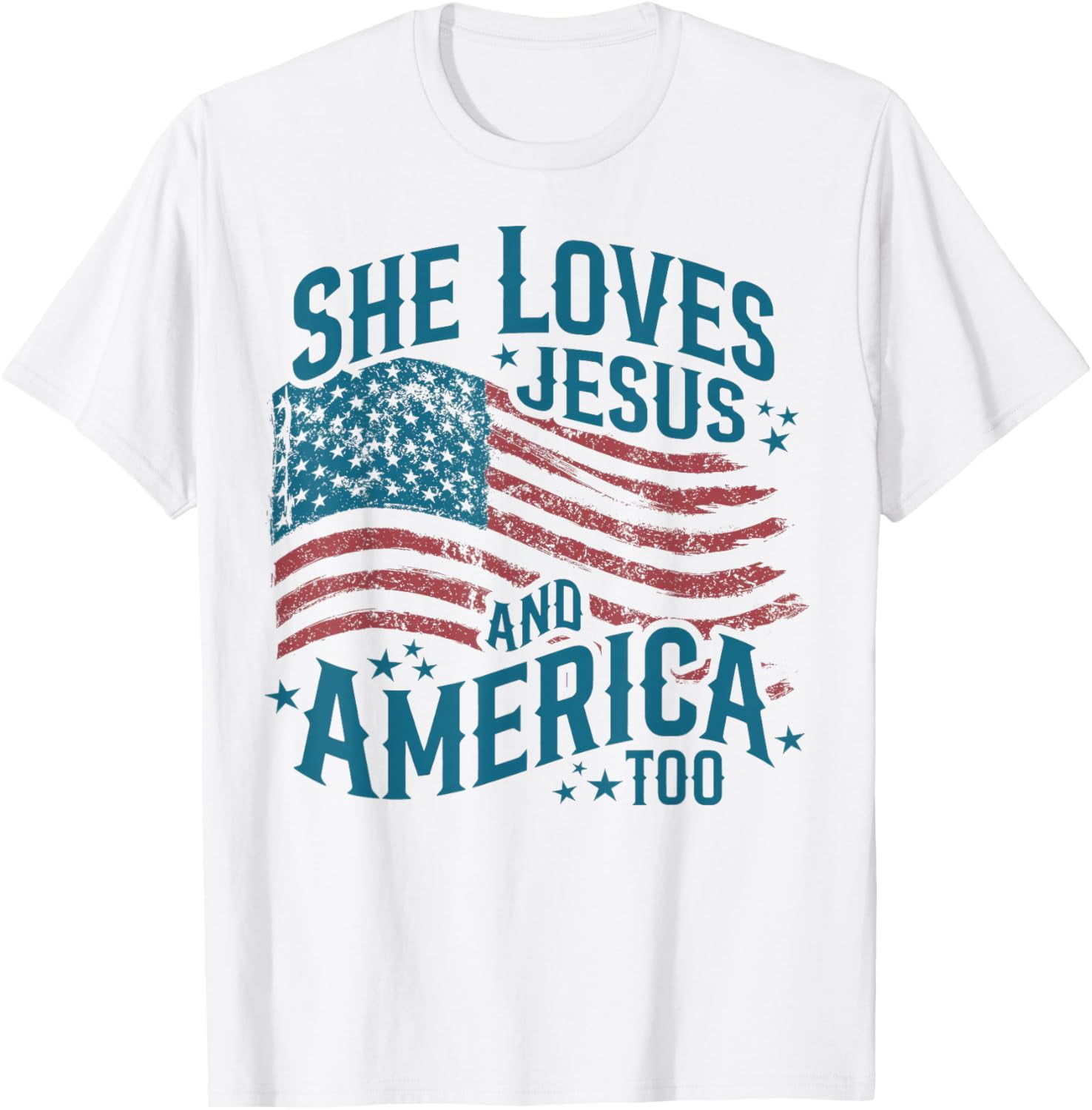 Sam Soft She Loves And America Too 4th Of July Tees - Walmart.com
