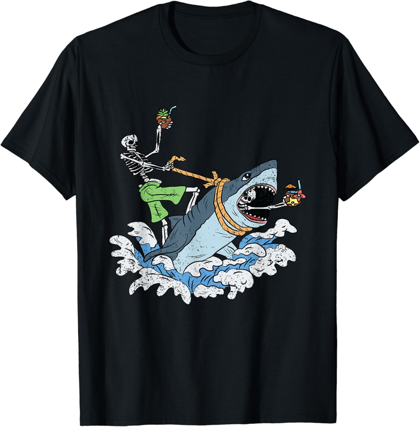 Sam Soft Skeleton Riding Shark Costume Bones Sea Animal T-Shirt ...