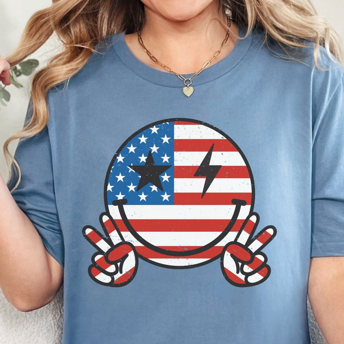 Sam Soft Smiley Face Shirt, 4th Of July Shirt, Retro Smile Face Shirt ...