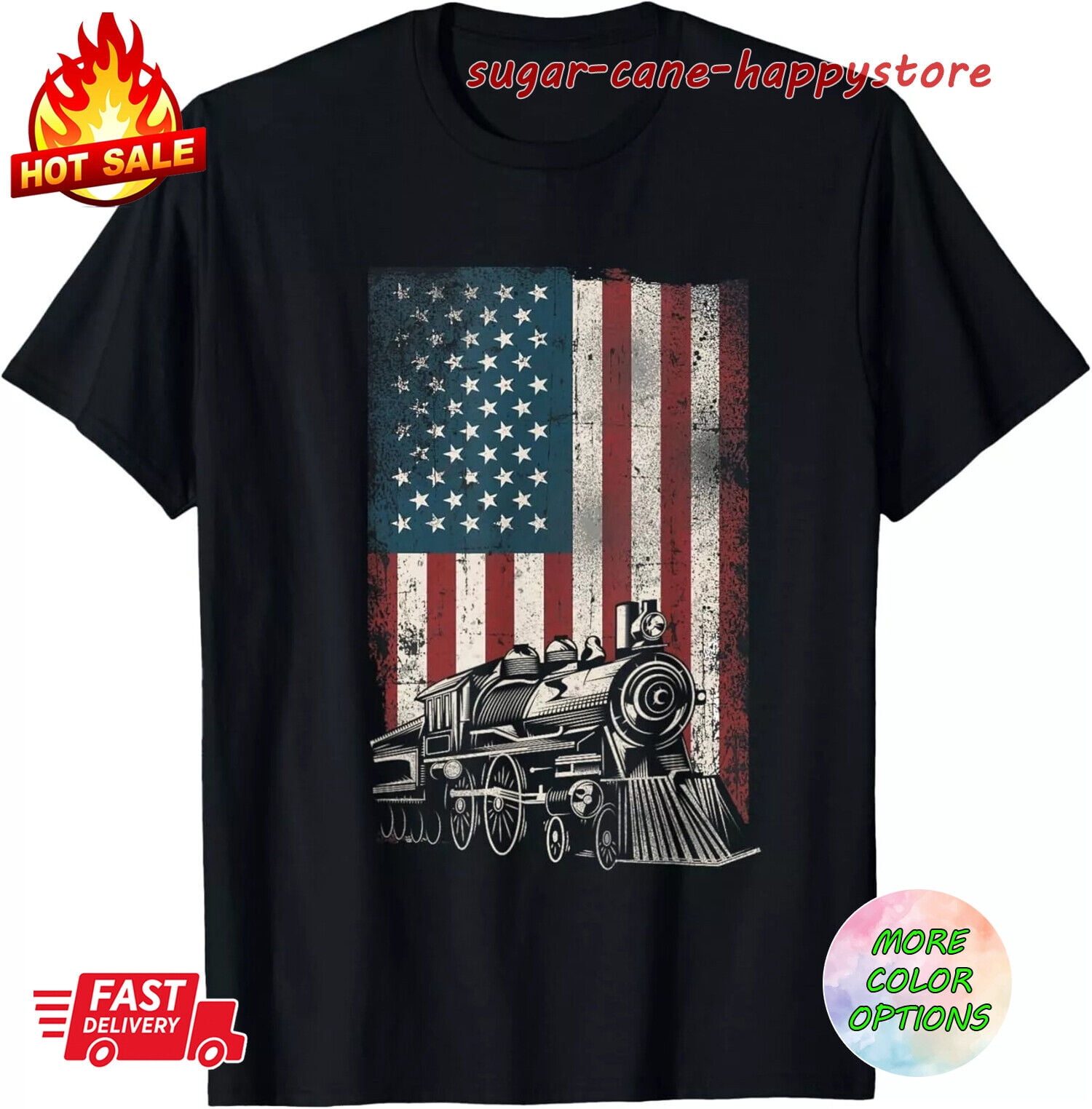 Sam Soft Steam Train Driver Trainspotting Locomotive American Flag Gift ...