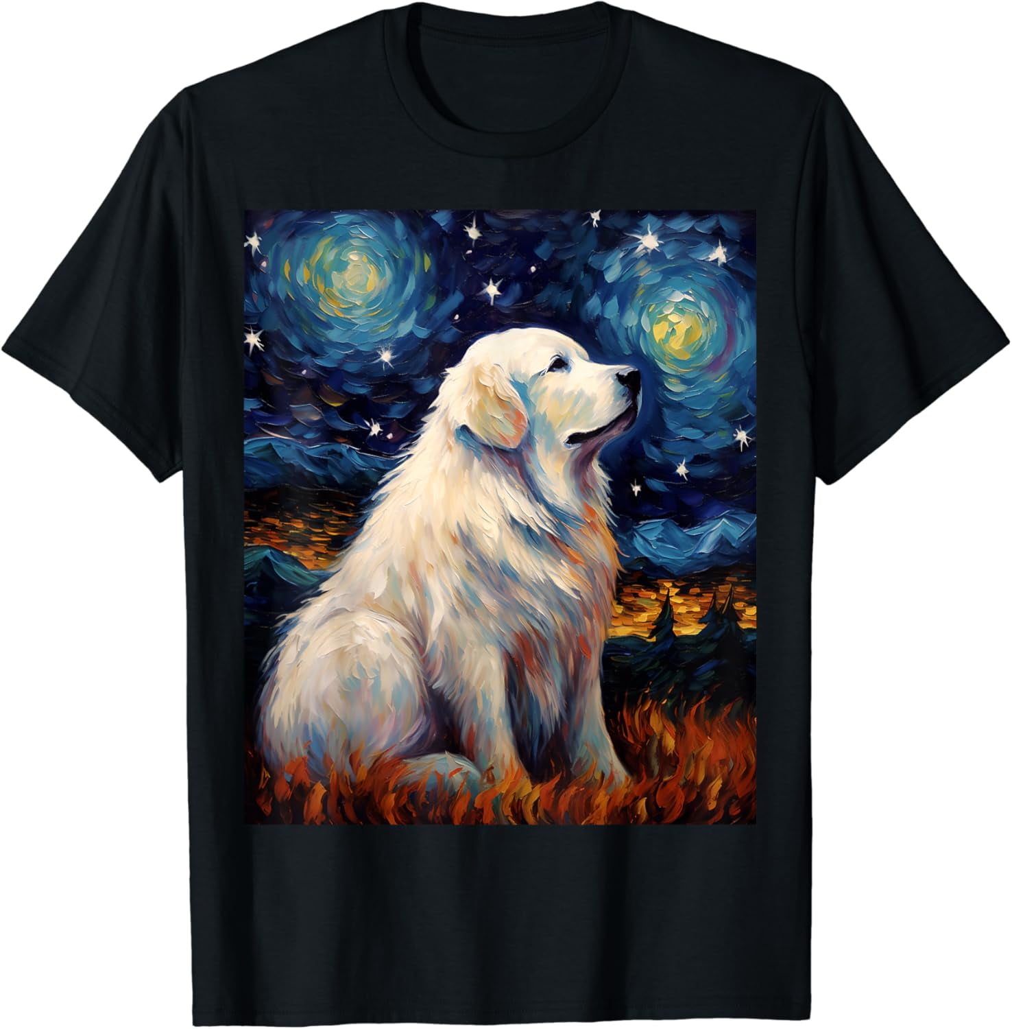 Sam Soft Surreal Starry Night Great Pyrenees Dog T-Shirt - Walmart.com