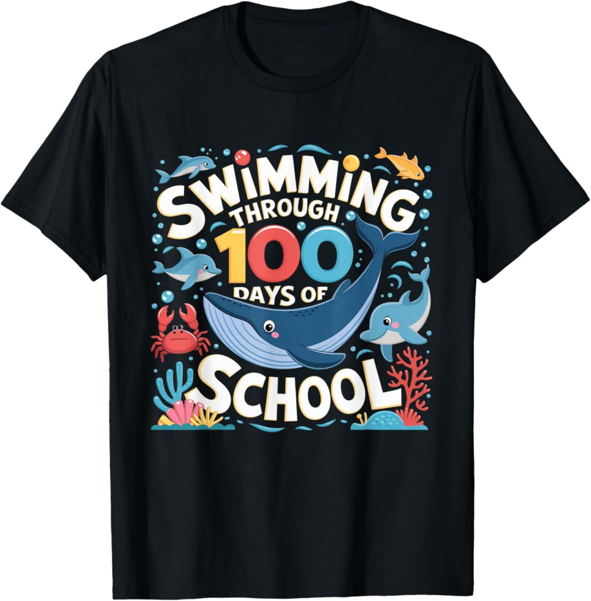 Sam Soft Swimming Through 100 Days Of School Ocean Underwater T-Shirt ...