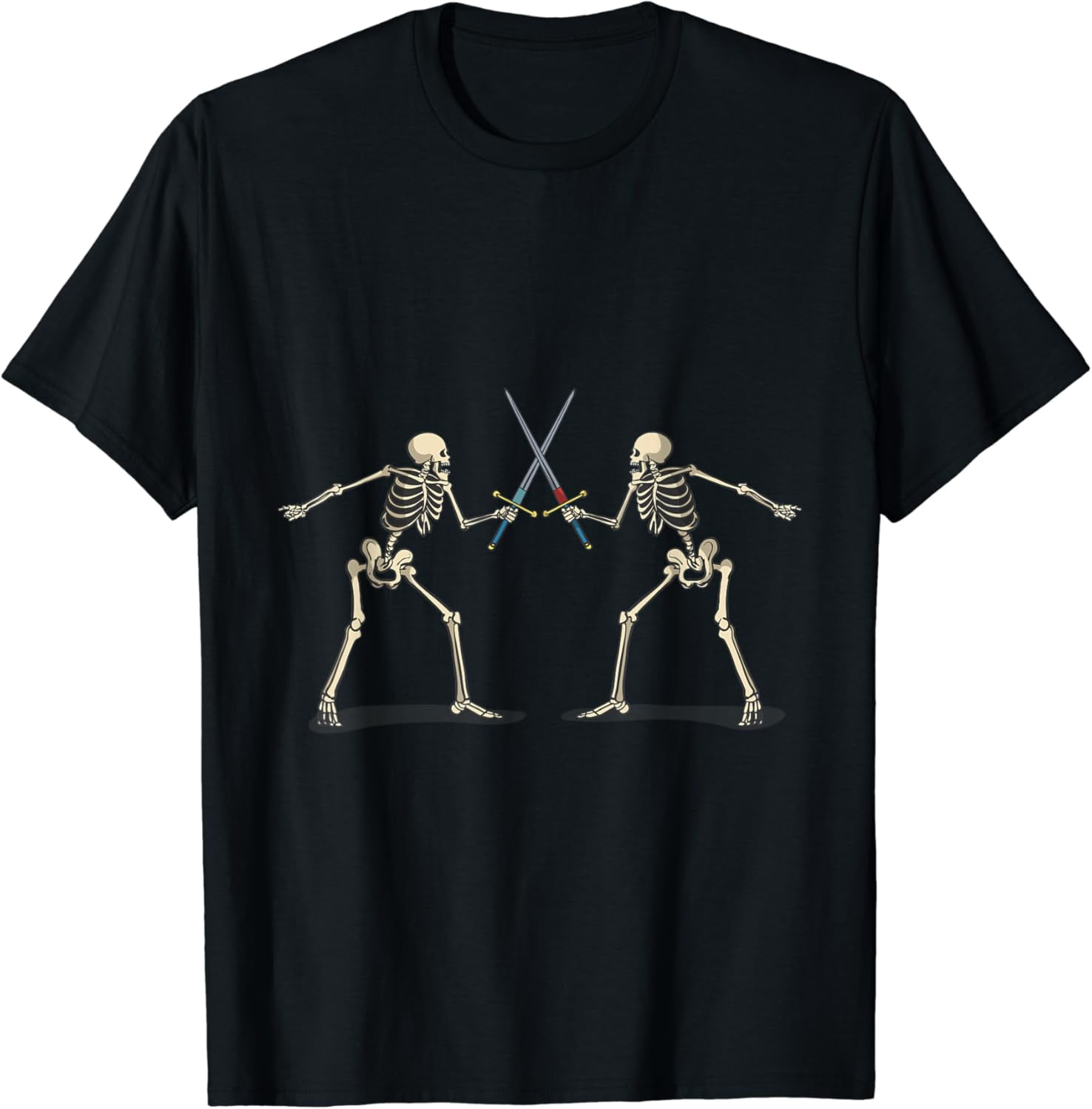 Sam Soft Sword Fighting Skeletons T-Shirt Funny Skeleton Sword Design ...