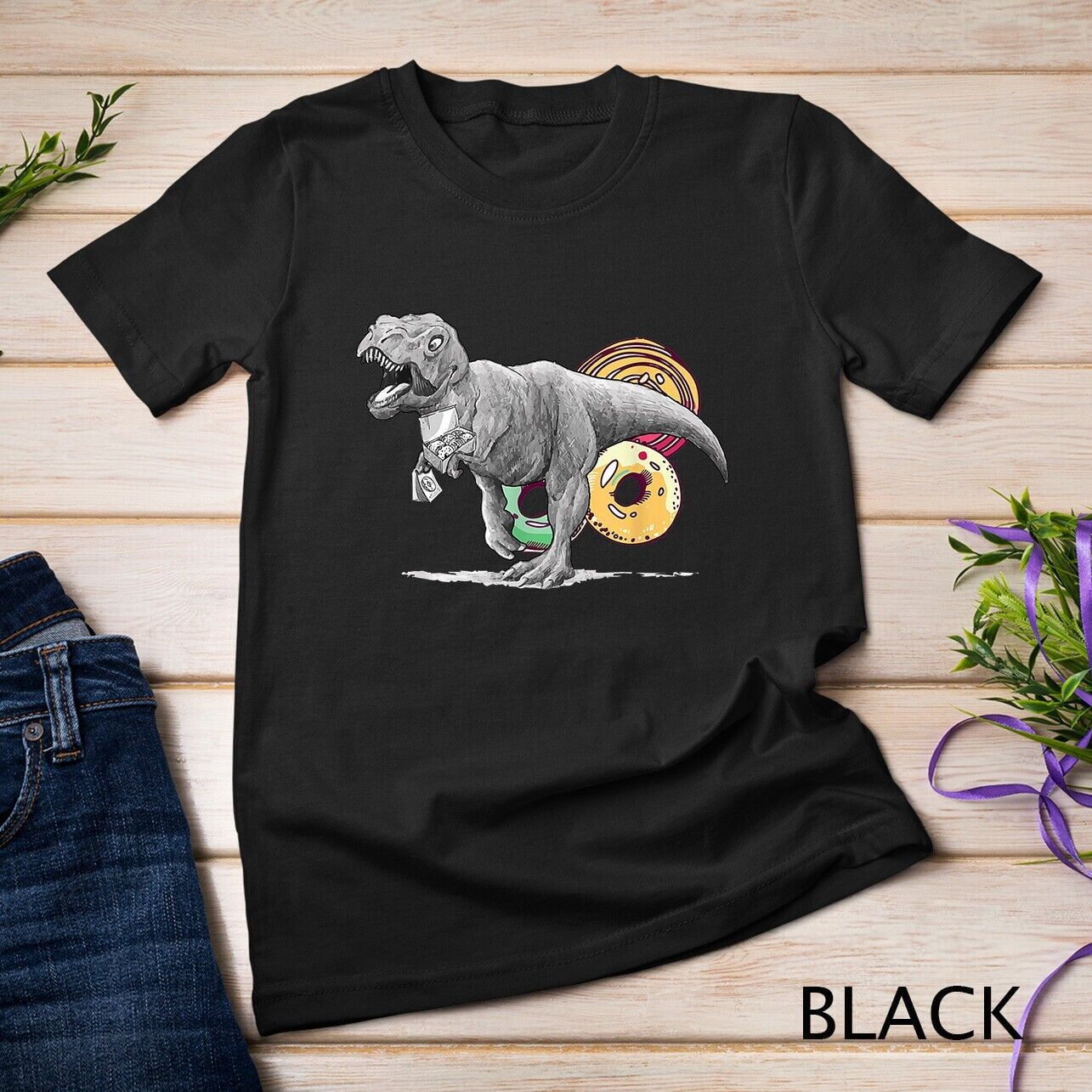 Sam Soft T-Rex Donut Dinosaur Doughnut Lovers Tyrannosaurus Dino Unisex ...
