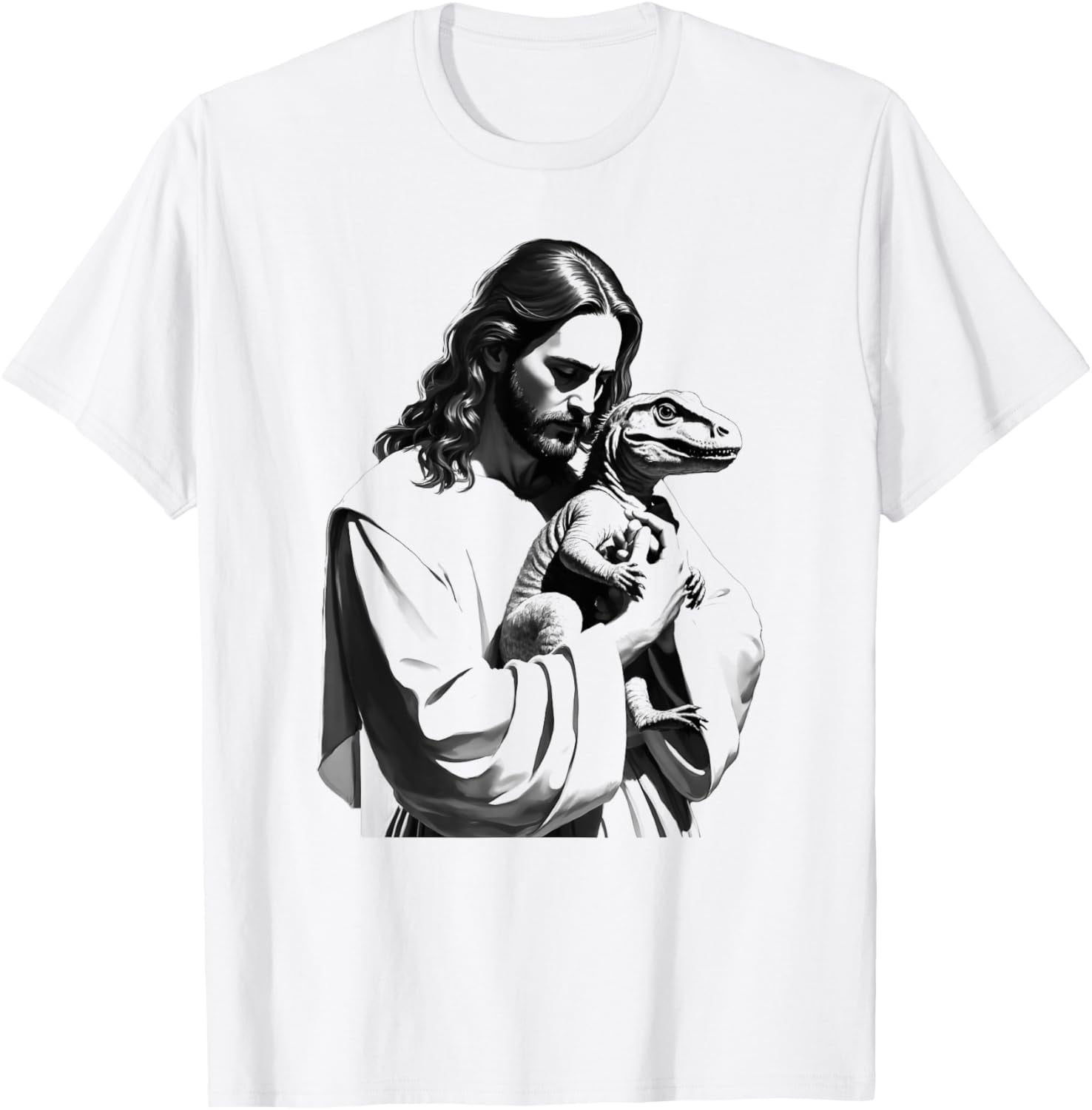 Sam Soft T-Rex Lover Dinosaur Christian Christ Holding T-Rex T-Shirt ...
