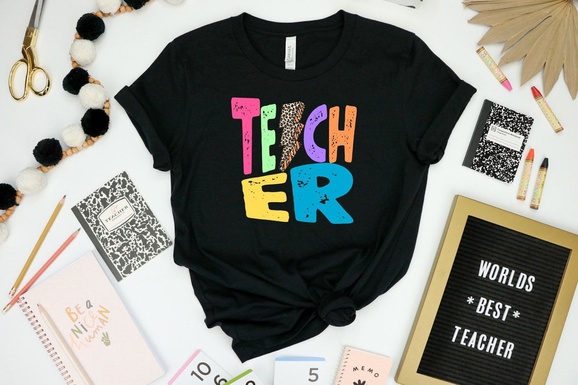 Sam Soft Teacher Leopard Lightning Bolt Shirt, Teacher Shirts, Teacher ...