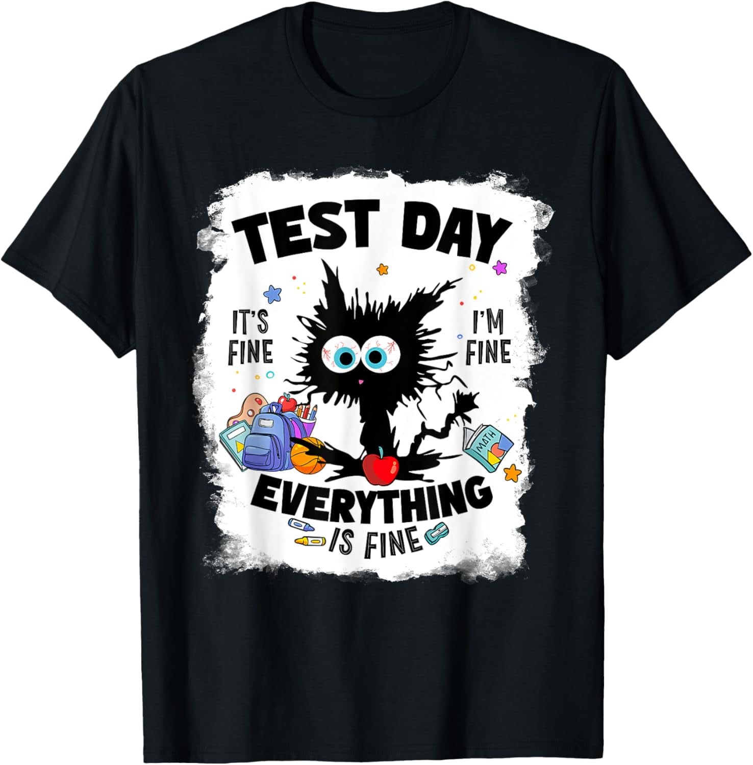 Sam Soft Test Day Funny Stressed Cat Teacher Student Kids Testing Day T ...