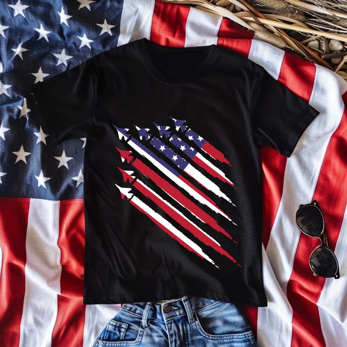 Sam Soft USA Flag Jet Claw Mark Shirt, 4th of July T-Shirt, Celebrate ...