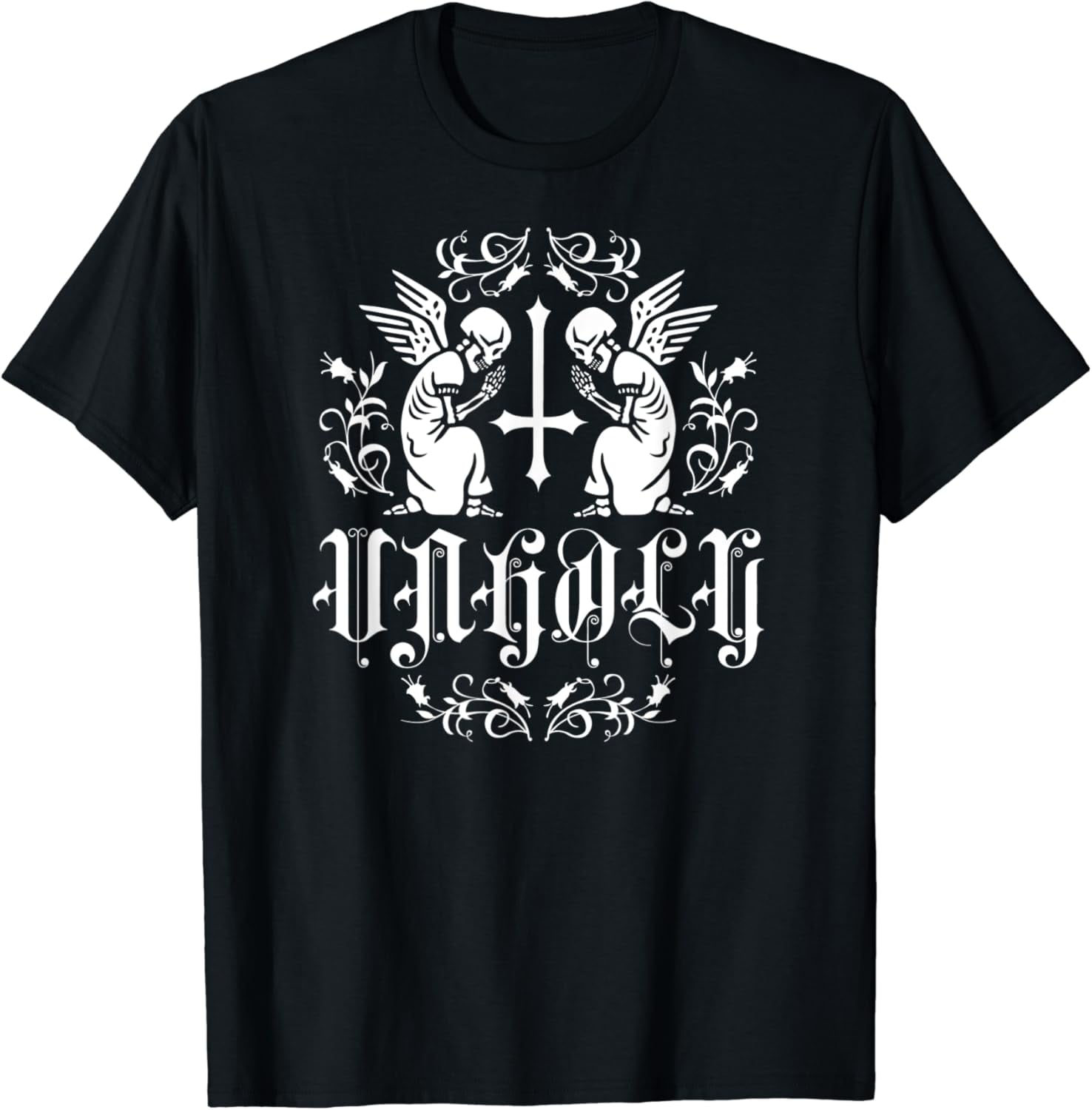 Sam Soft Unholy Praying Skeletons with Inverted Upside Down Cross T ...