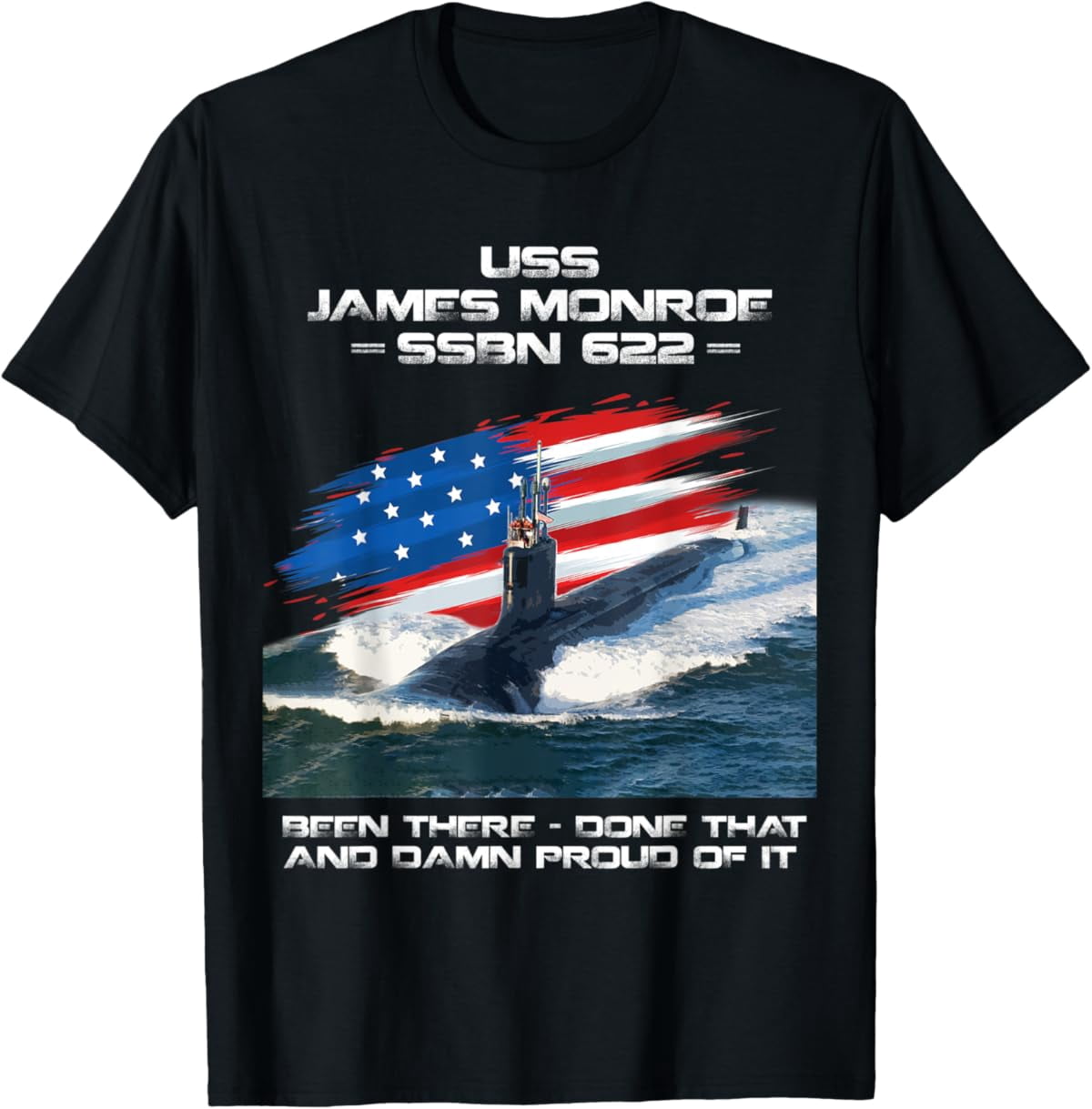 Sam Soft Uss James Monroe Ssbn-622 American Flag Submarine Veteran T ...