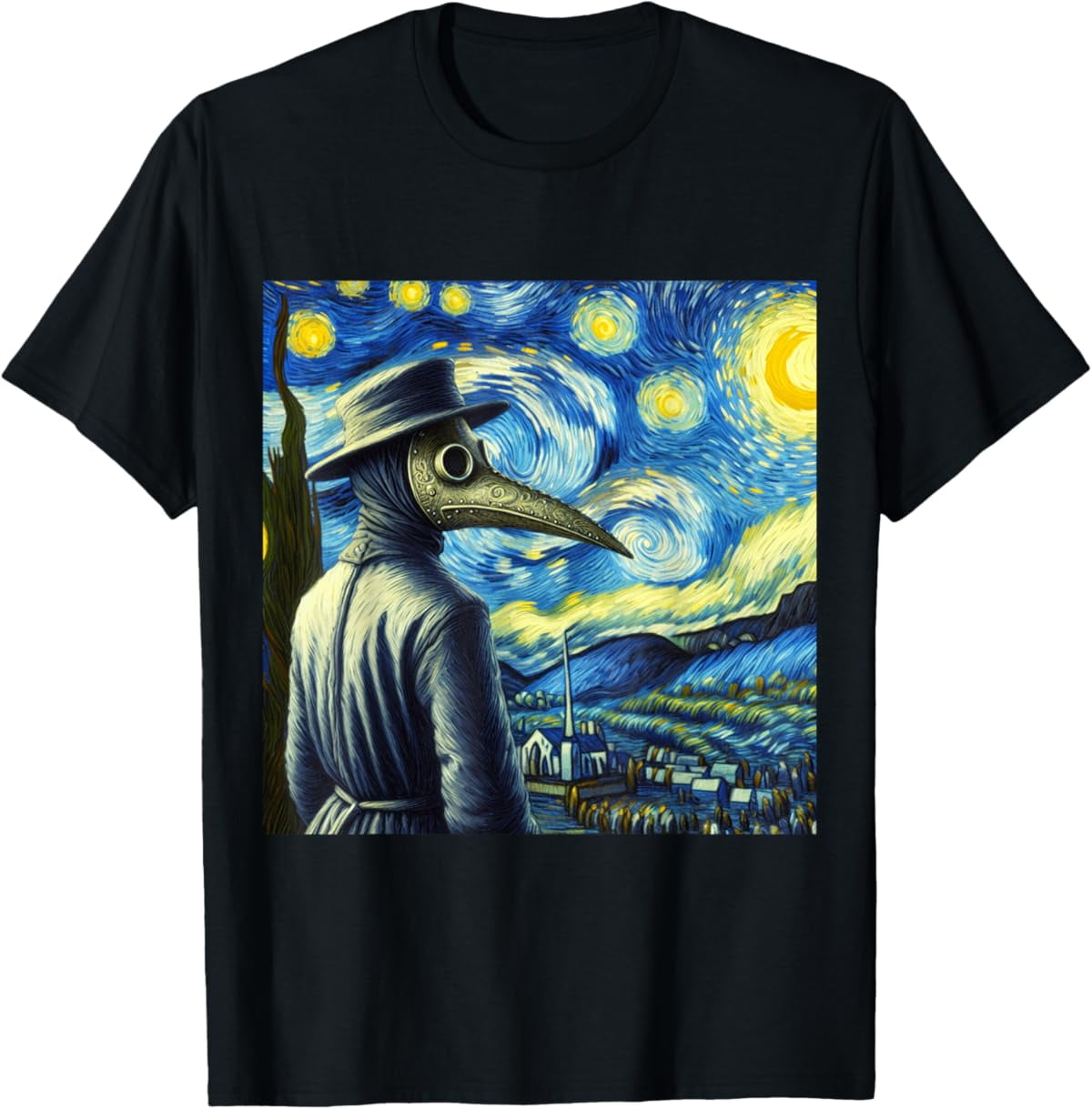 Sam Soft Van Gogh Starry Night Artist Plague Doctor Mask T-Shirt ...