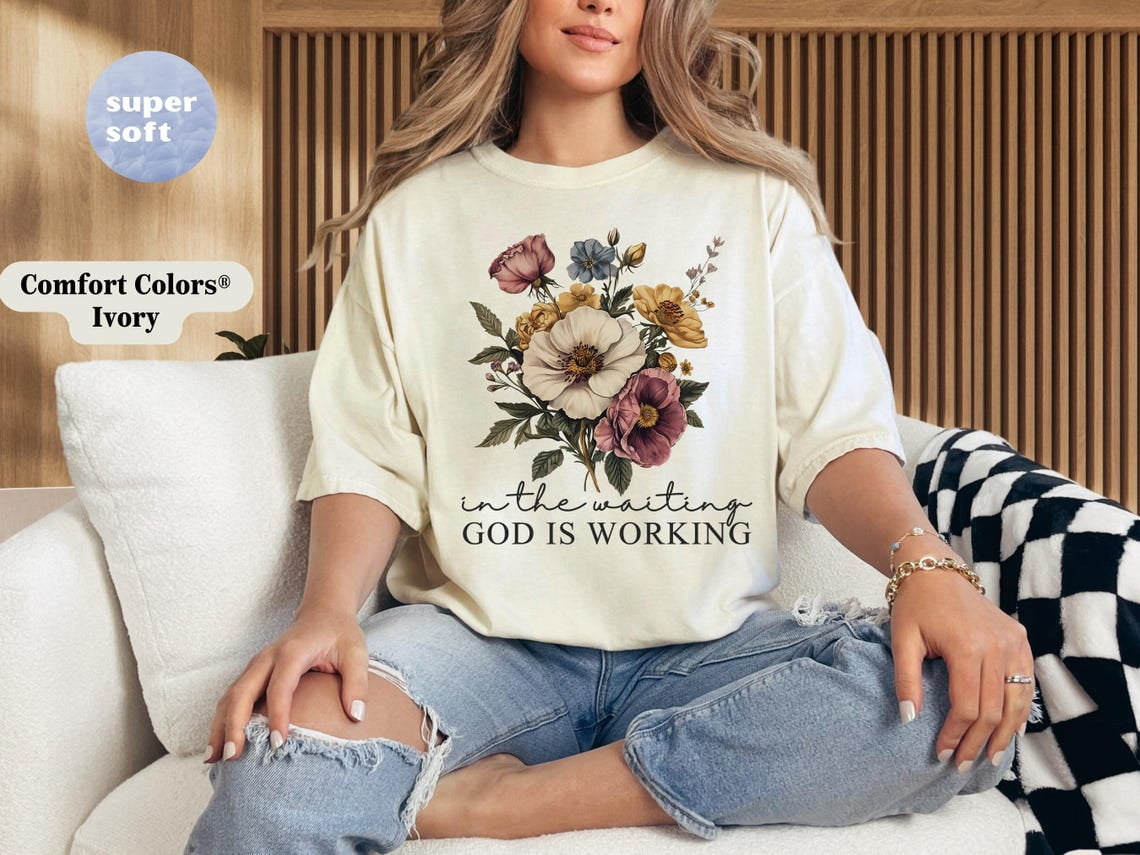 Sam Soft Vintage Floral T-Shirt, God is Working Design, Inspirational ...