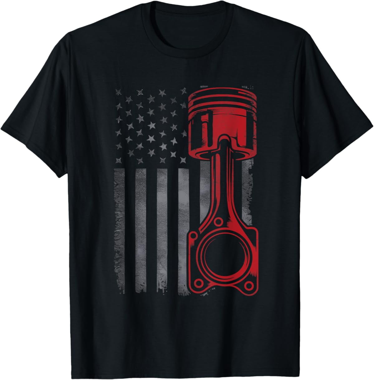 Sam Soft Vintage Piston Muscle Car Mechanic Flag Usa Patriotic T-Shirt ...