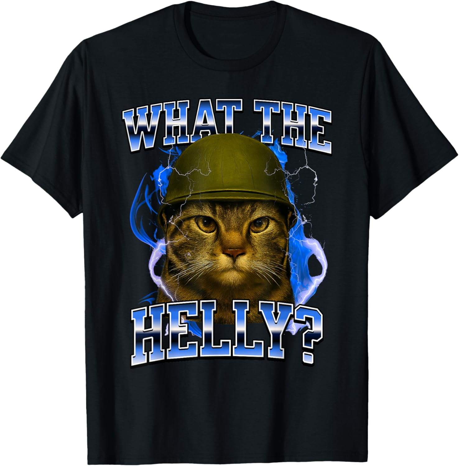 Sam Soft What The Helly Ironic Cat Brainrot Quote Gen Z Alpha T-Shirt ...