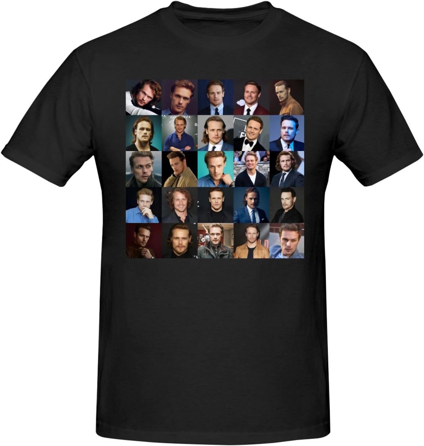 Sam Star Heughan Collage Man's T Shirt Summer Round Neckline Short ...