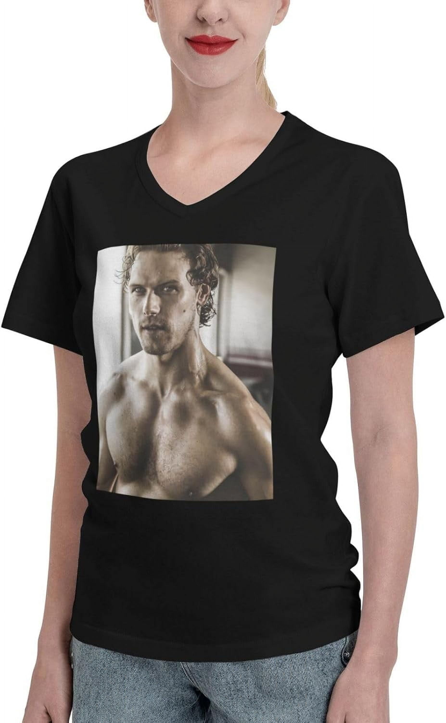 Sam Star Heughan Men's T Shirt Summer Crew Neck Short Sleeve Classic ...